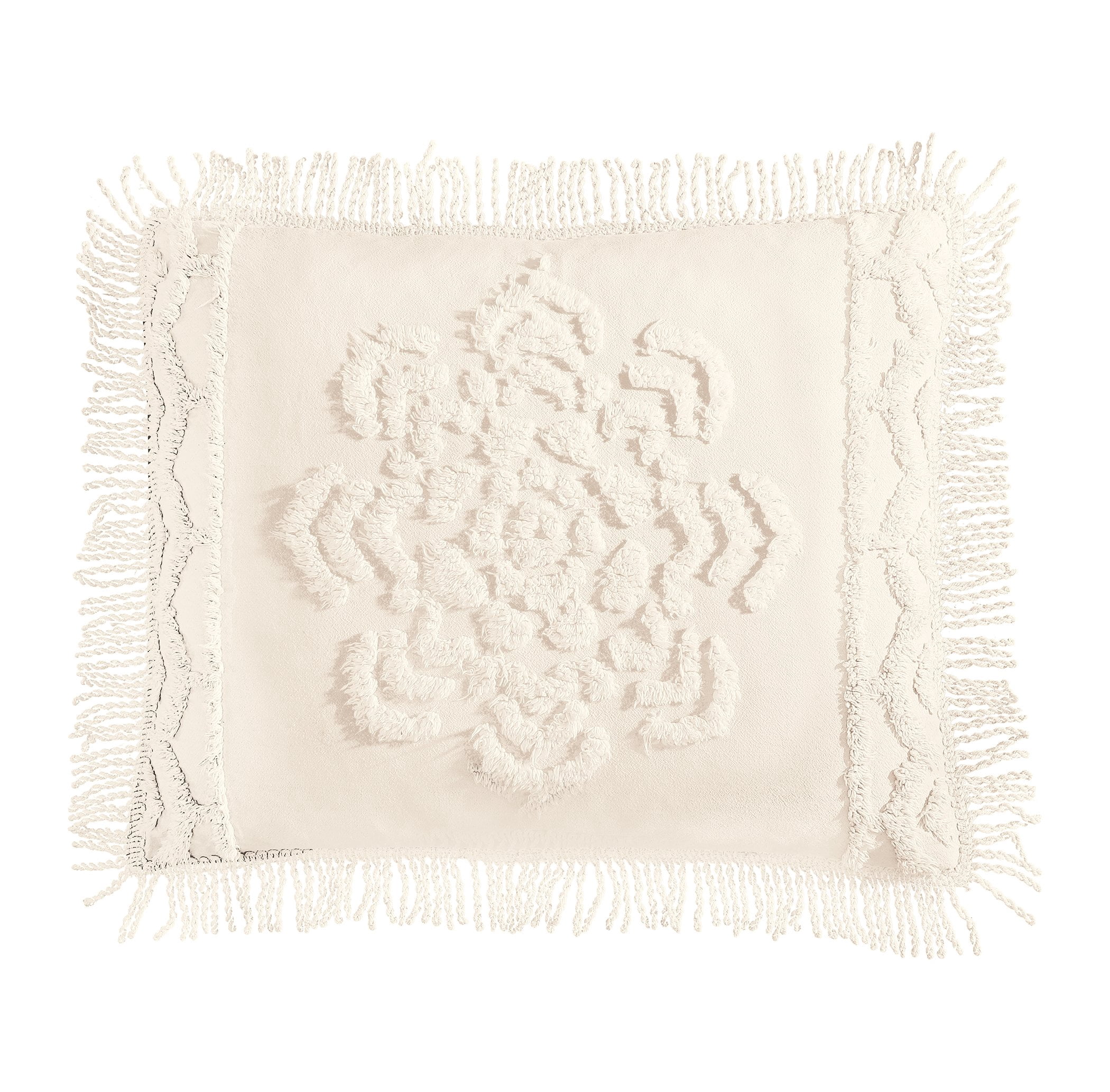 Collections Etc Luxurious Lotus Textured Chenille Fringe Border Pillow ...