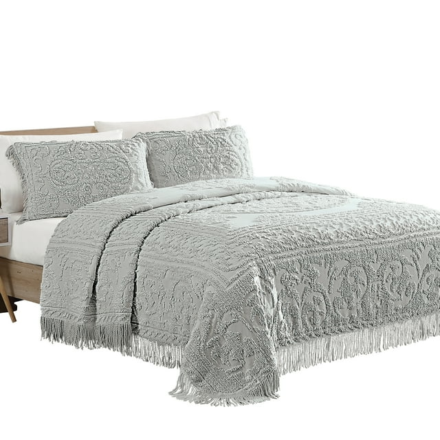 Collections Etc Luxurious Medallion Chenille Fringe Border Bedspread - Walmart.com
