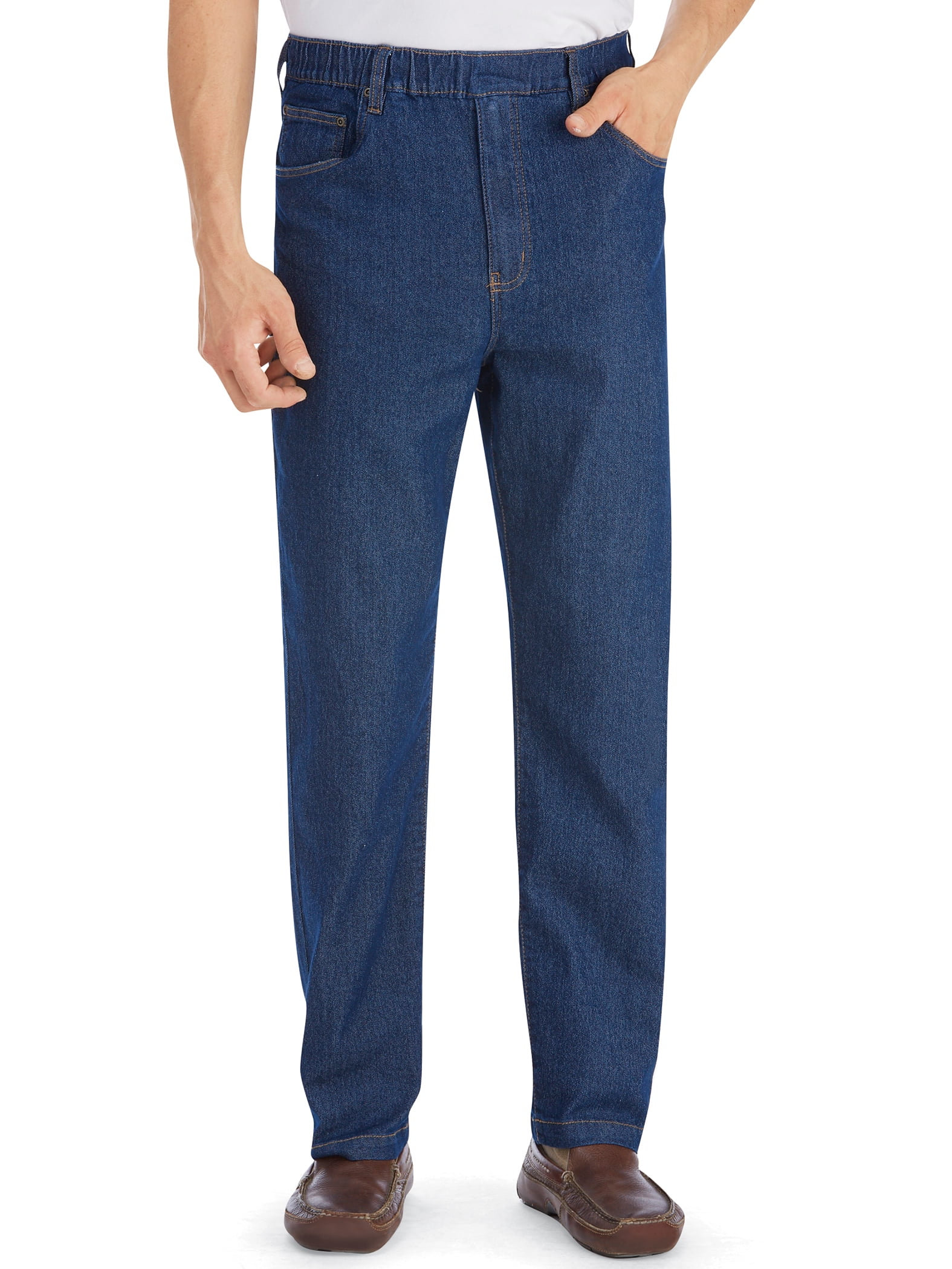 Collections Etc Men's Classic Denim Styling Cotton Pull-On Jeans ...