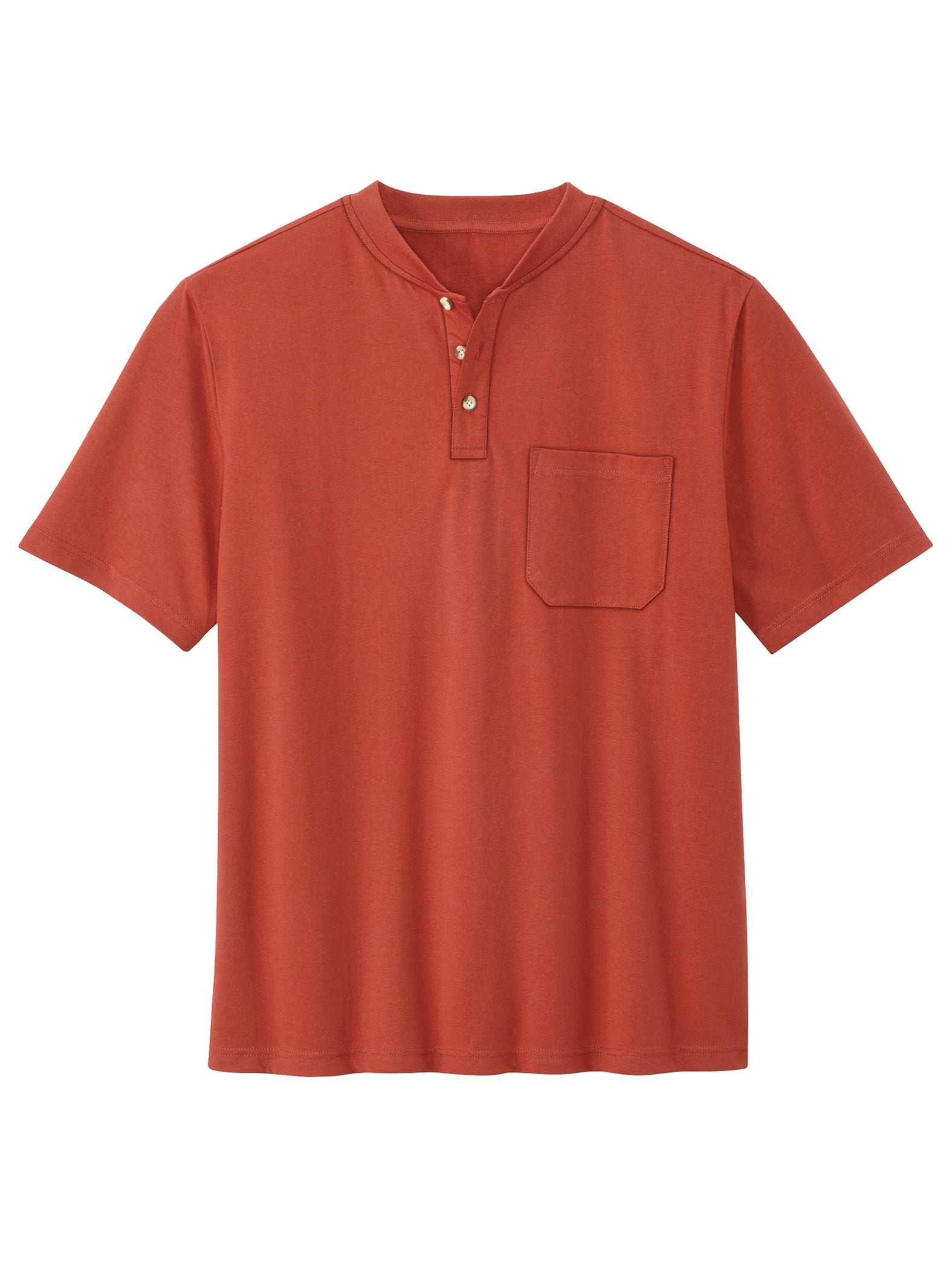 Collections Etc Men's Short Sleeve Patch Pocket Henley Tee - Walmart.com