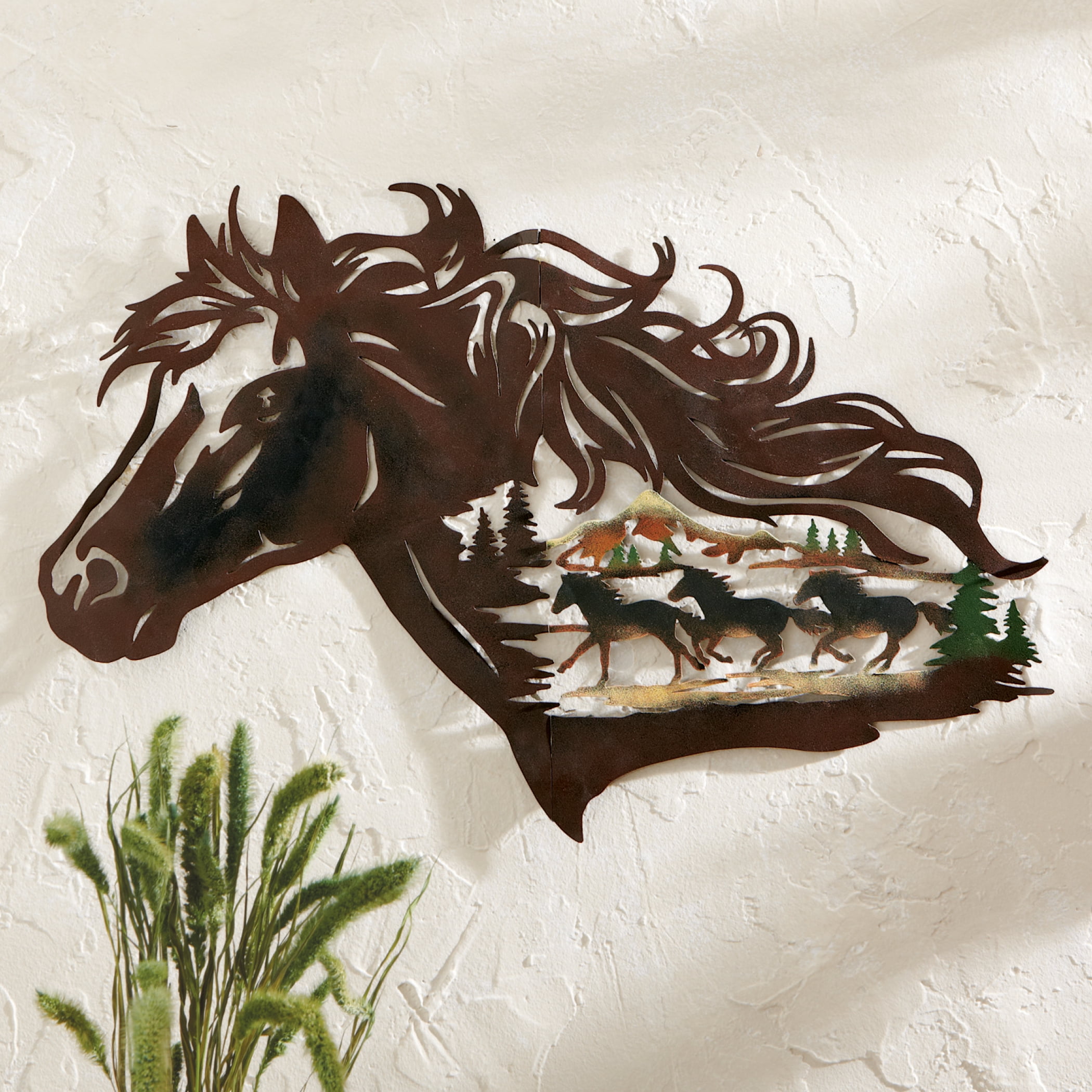Collections Etc Metal Western Horse Shadow Wall Art - Southwest Home ...