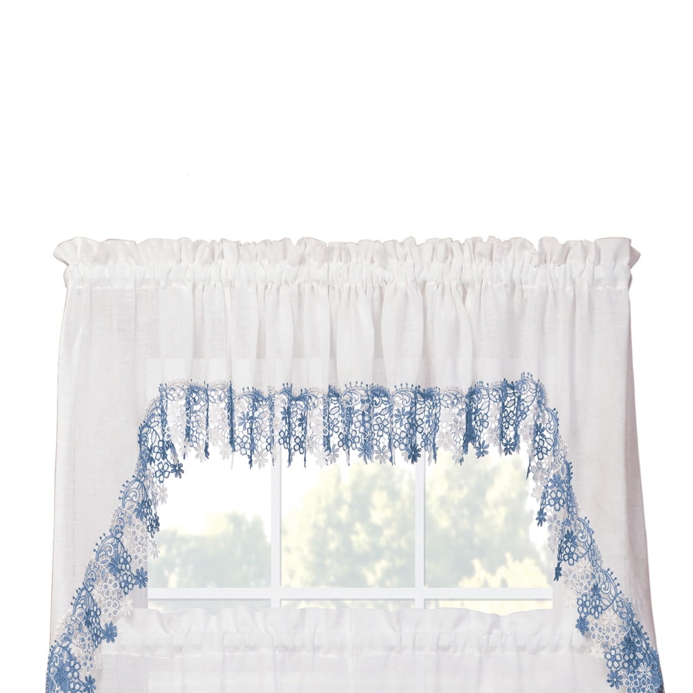 Collections Etc Miles Kimball Lillian Swag Valance, Blue, One Size Fits ...