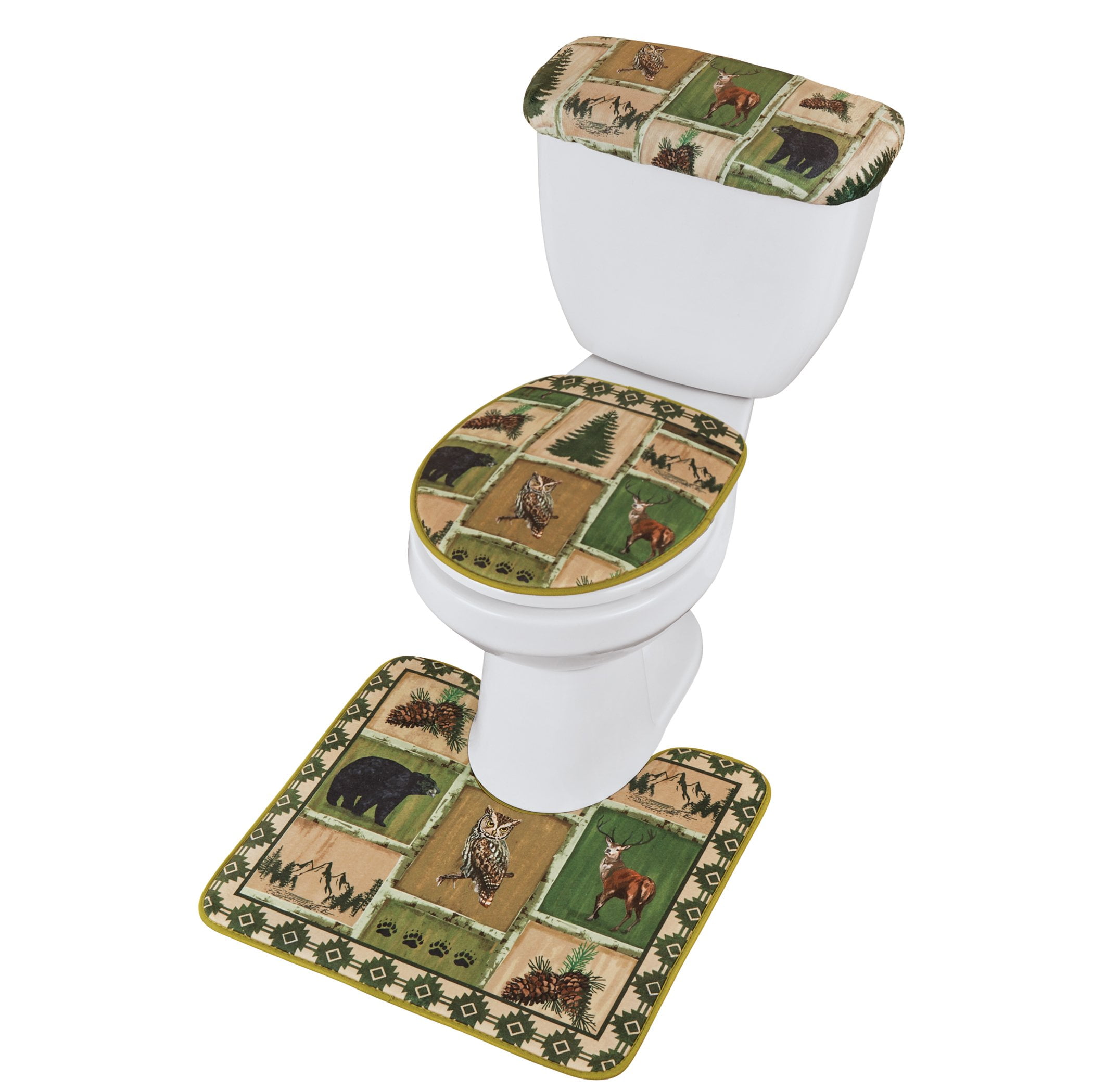 Collections Etc Northwoods Patchwork Aztec Border 3-Piece Commode Set ...