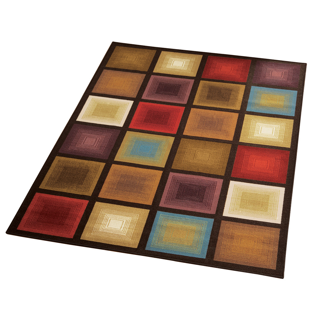 Collections Etc Optic Squares Geometric Modern Large Area Rug for ...