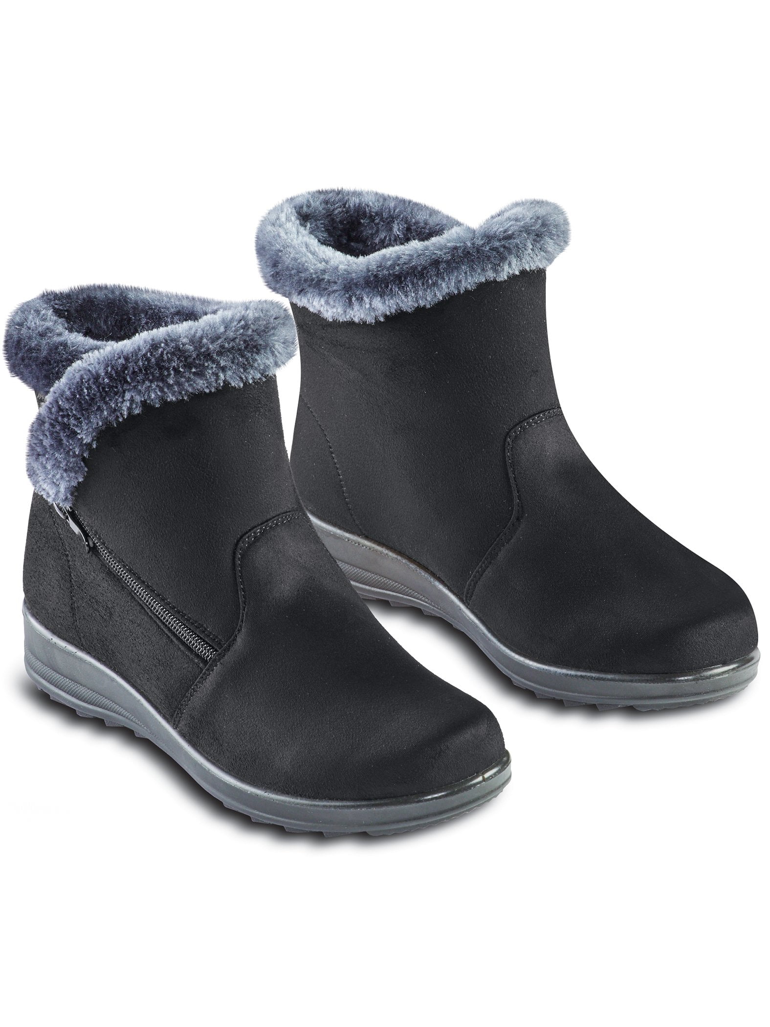 Collections Etc Plush Faux Fur Lined Water Resistant Faux Suede Boots ...