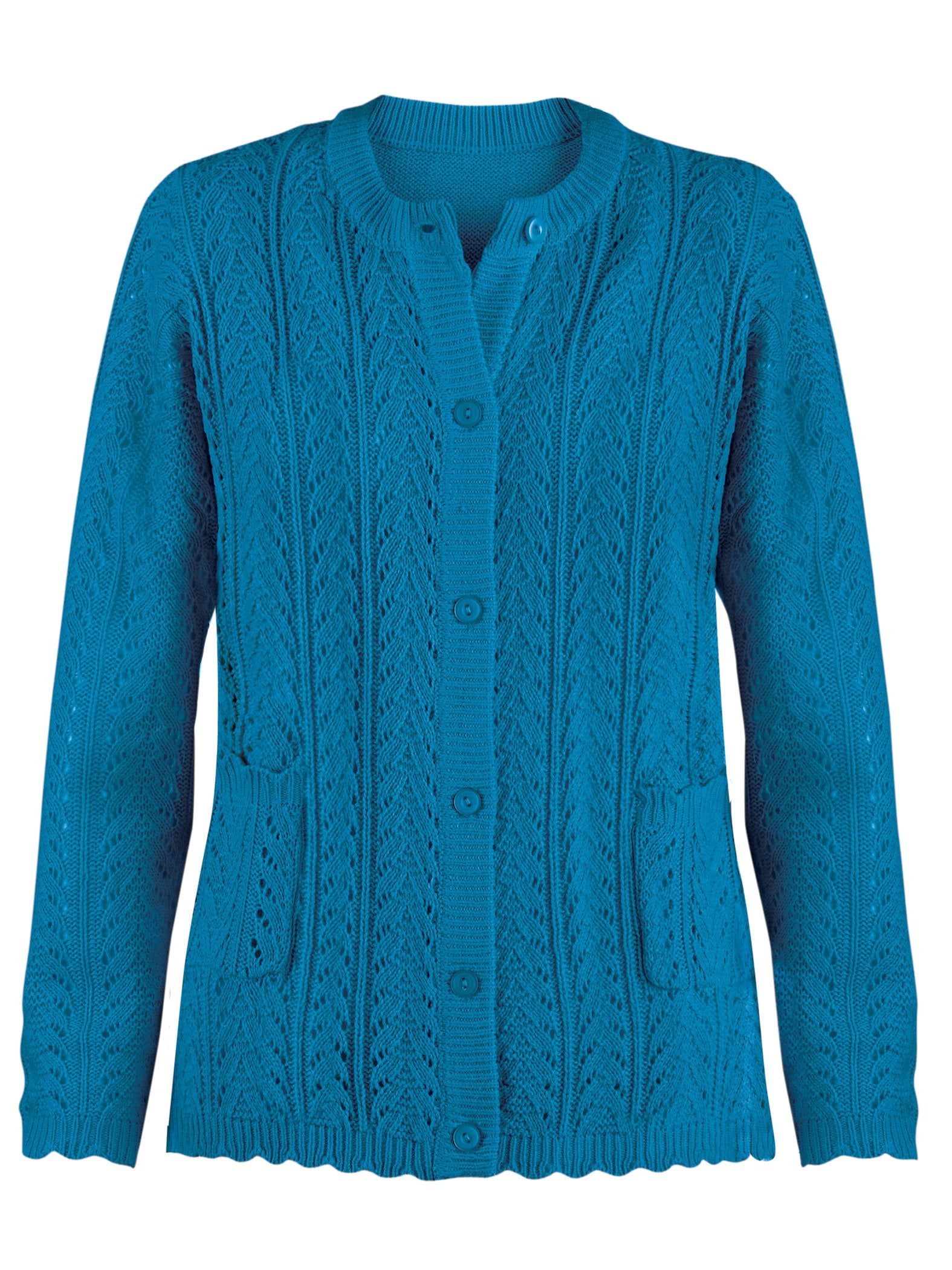 Collections Etc Pointelle Knit Two Patch Pockets Cardigan - Walmart.com