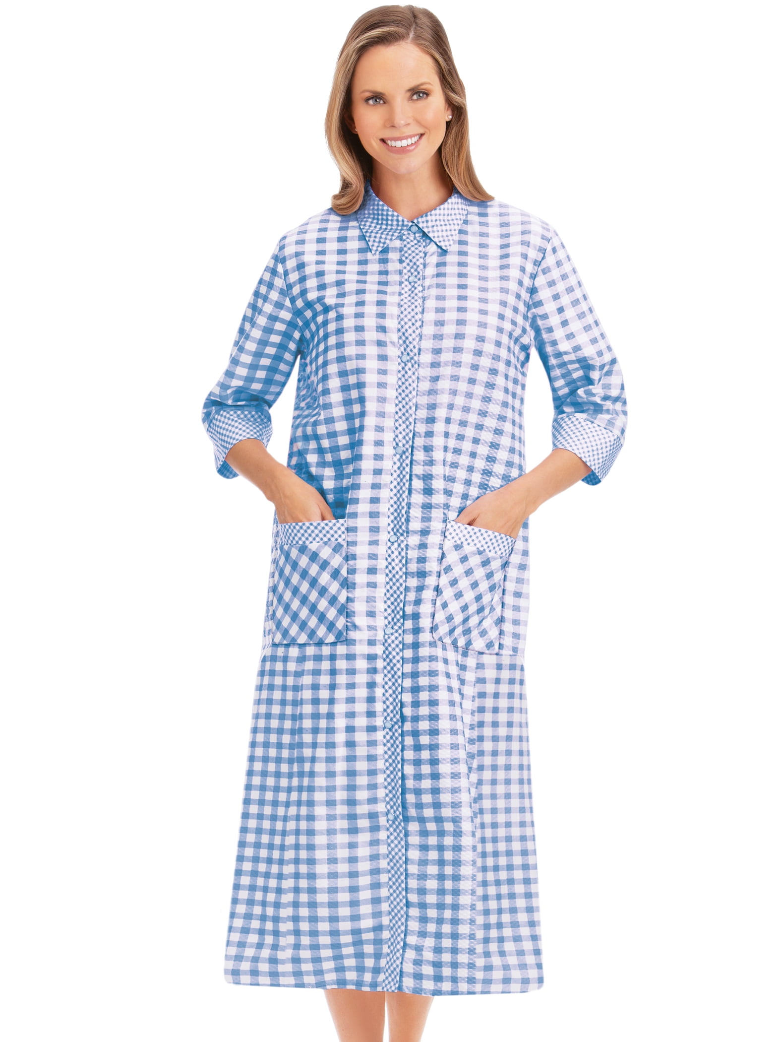 Collections Etc Pretty Pastel Gingham Check Print Snap Front Robe ...