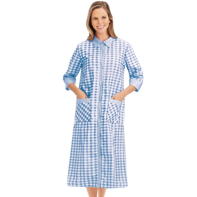 Collections Etc Pretty Pastel Gingham Check Print Snap Front Robe ...