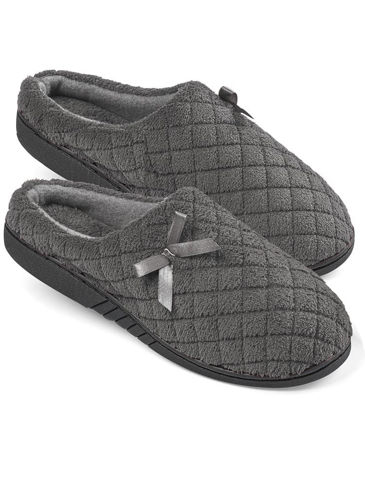 Collections Etc Quilted Clog House Slippers with Rubber Soles - Walmart.com