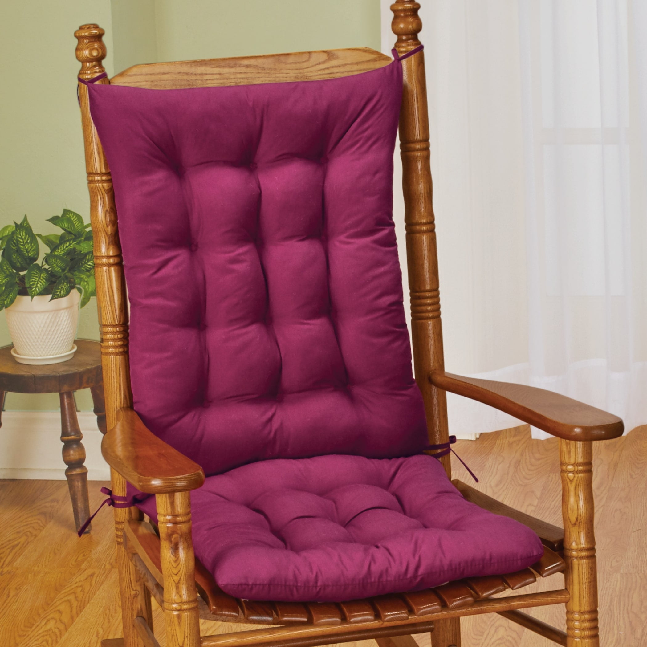 Collections Etc Quilted Rocking Chair Cushion Set - CHAIR CUSH Burgundy ...