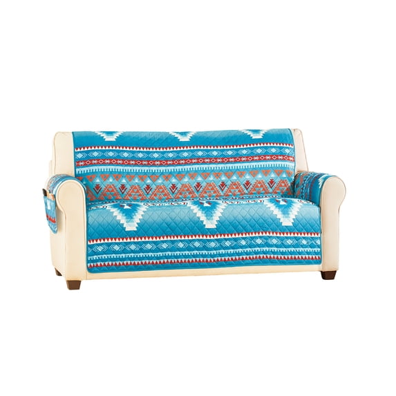 Collections Etc Quilted Turquoise Southwest Aztec Couch Slipcover for ...