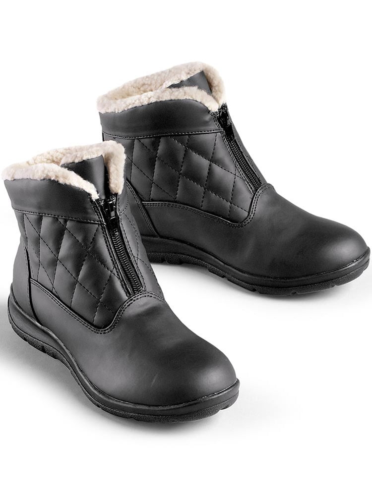Collections Etc Quilted Zip-Front Wide Width Boots with Rubber Sole ...