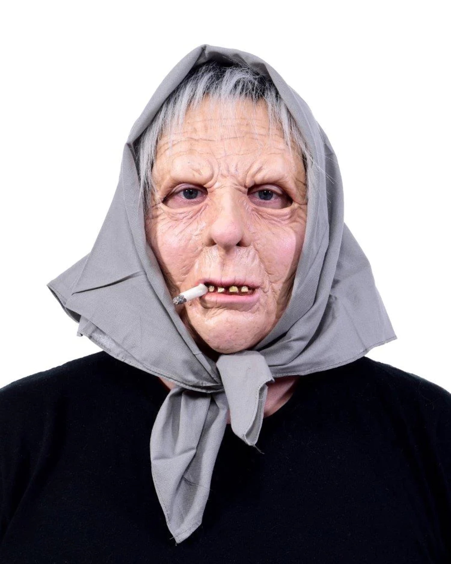 Collections Etc Realistic Smoking Grandma Halloween Mask - Walmart.com