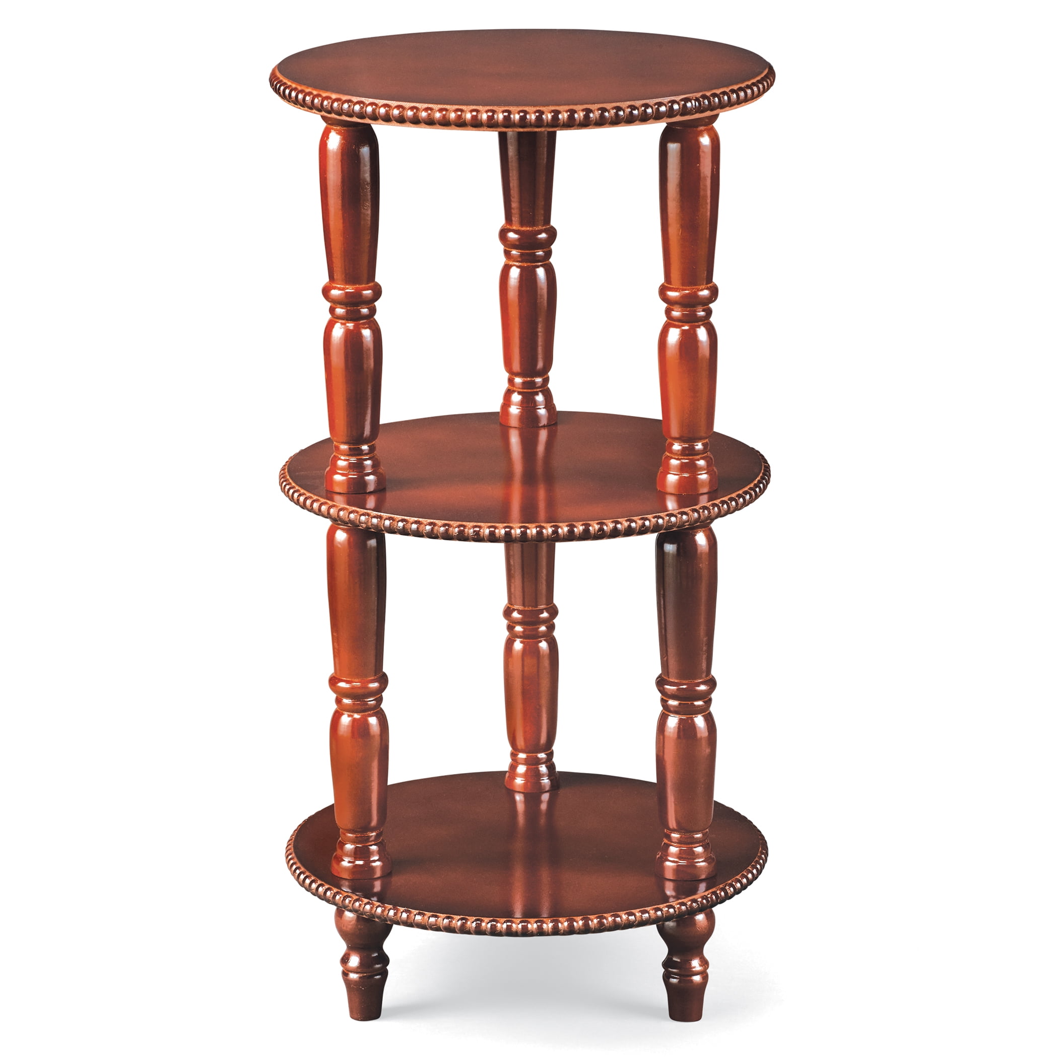 Collections Etc Round 3-Tier Beaded Wooden Side Table Brown NO SIZE ...