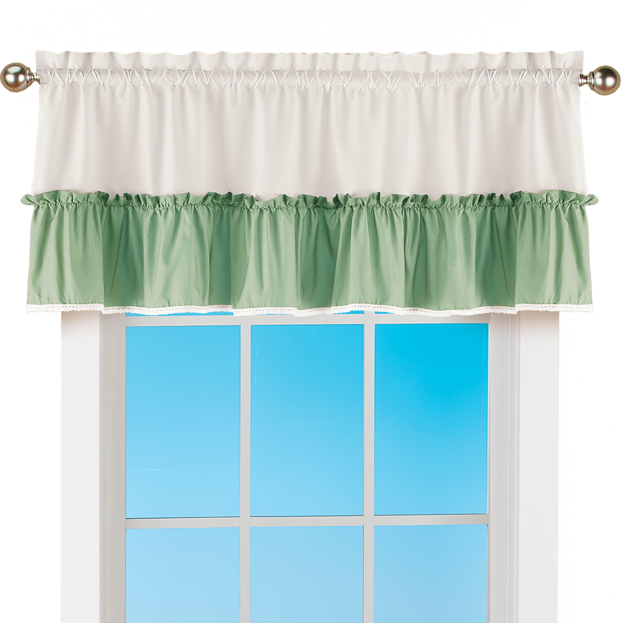 Collections Etc Ruffled Edge Lace Trim Window Curtain Drapes - Walmart.com