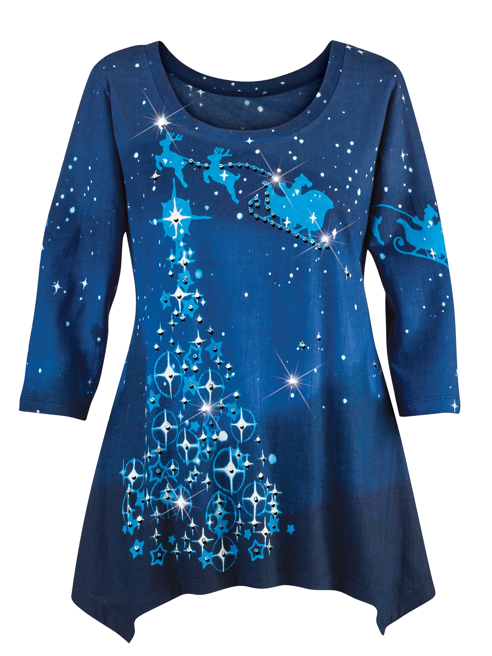 Collections Etc Santa's Big Night Sparkling Sequin Tunic with Hem ...