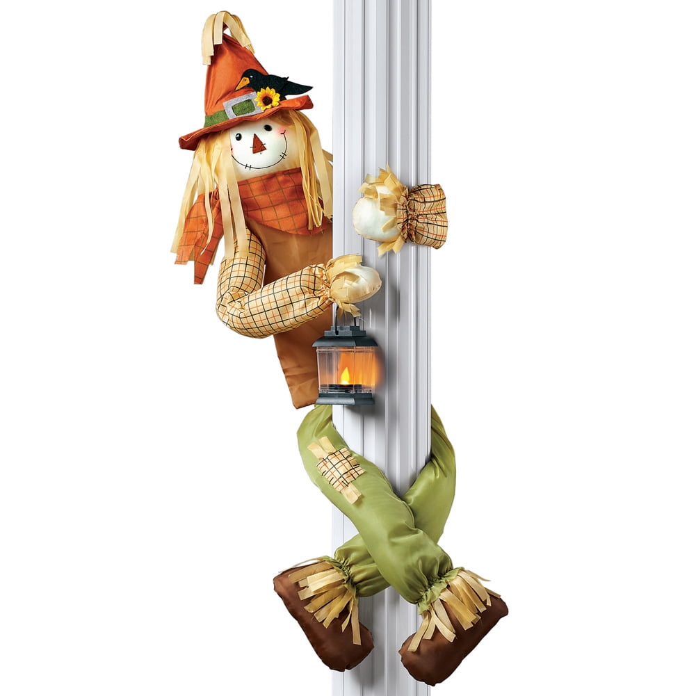 Collections Etc Lighted Scarecrow Hugger with Poseable Arms and Legs ...