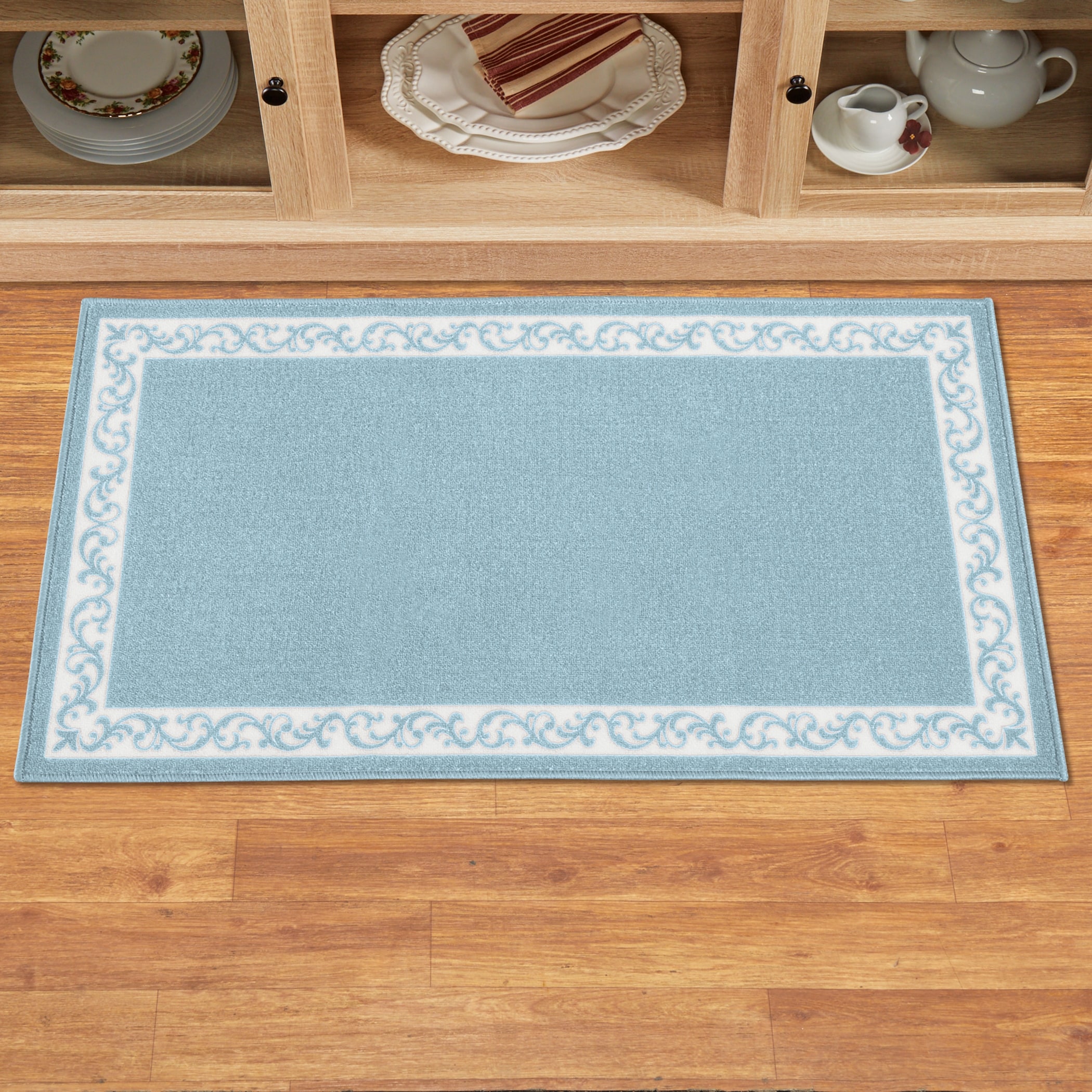 Collections Etc Scroll Border Printed 4-Foot Long Accent Rug - Walmart.com
