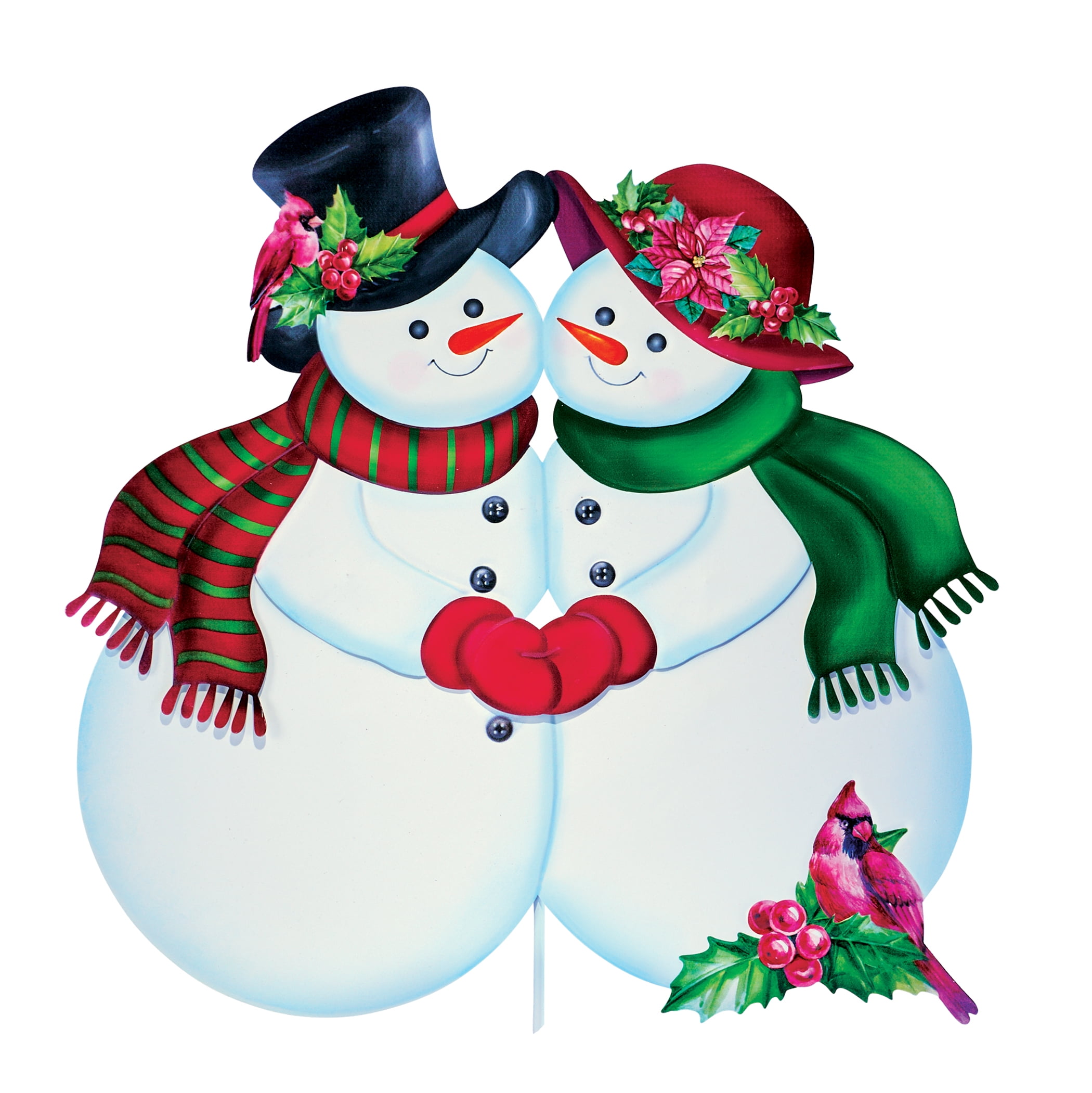 Collections Etc Snowman Couple Outdoor Holiday Yard Stake, Metal ...