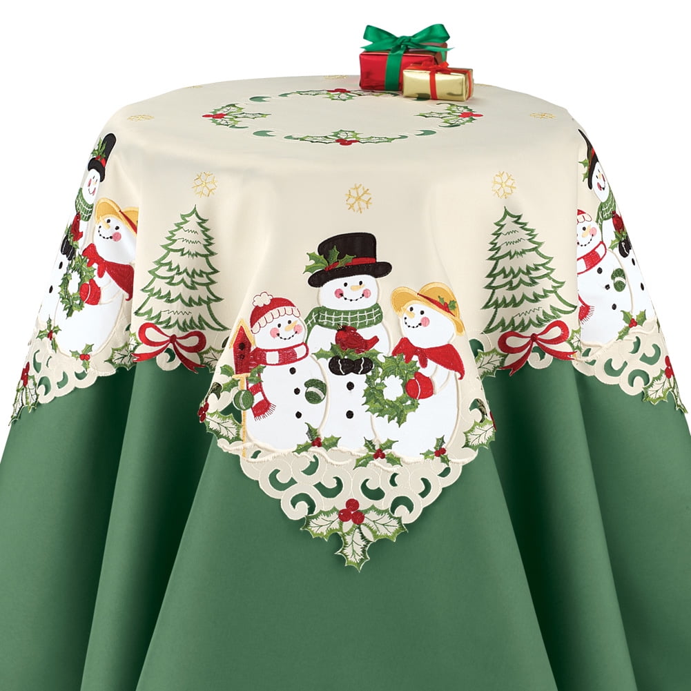 Collections Etc Snowman Family Christmas Table Linens Square - Walmart.com