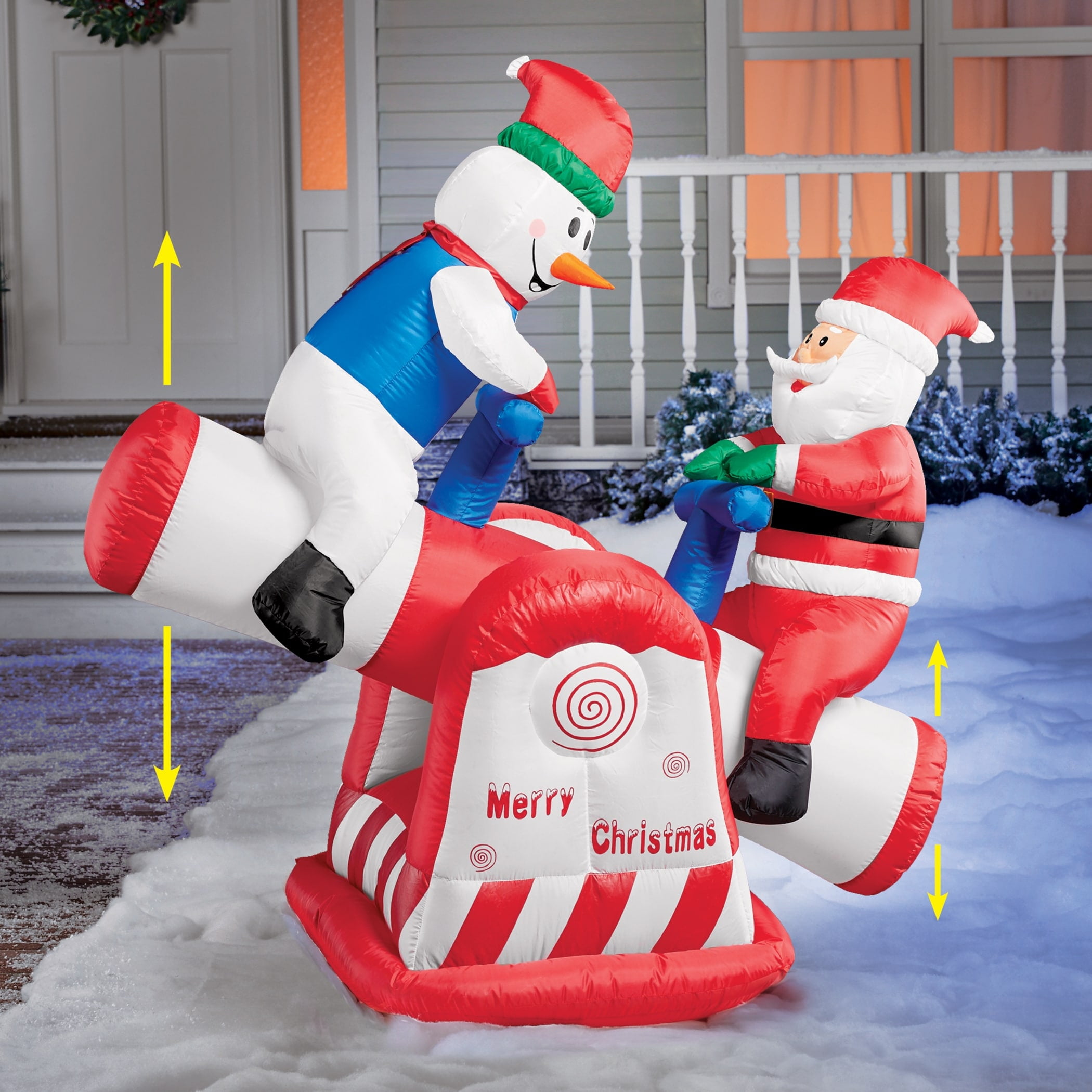 Collections Etc Snowman and Santa Claus Teeter Totter Lawn Inflatable - Walmart.com