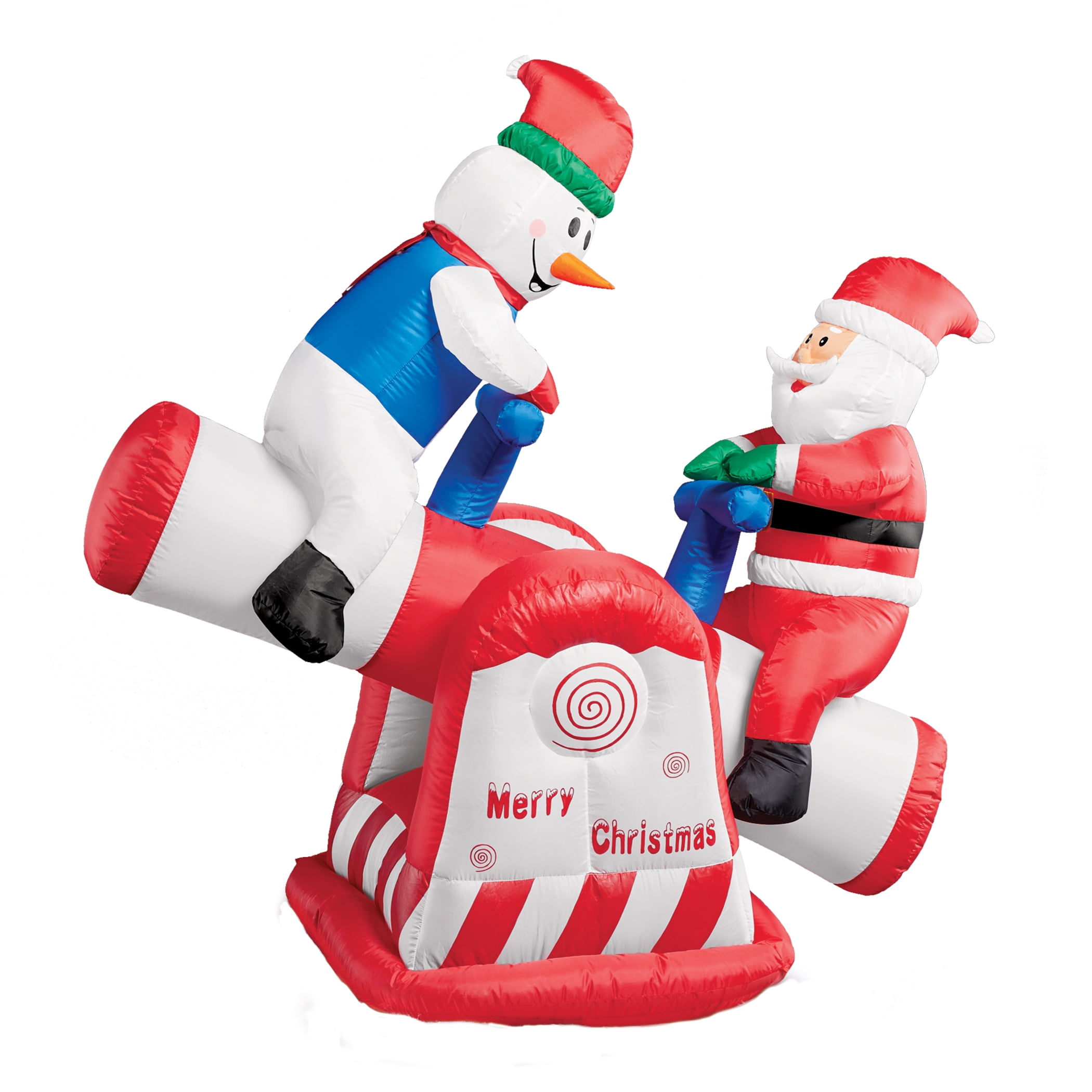 Collections Etc Snowman and Santa Claus Teeter Totter Lawn Inflatable ...