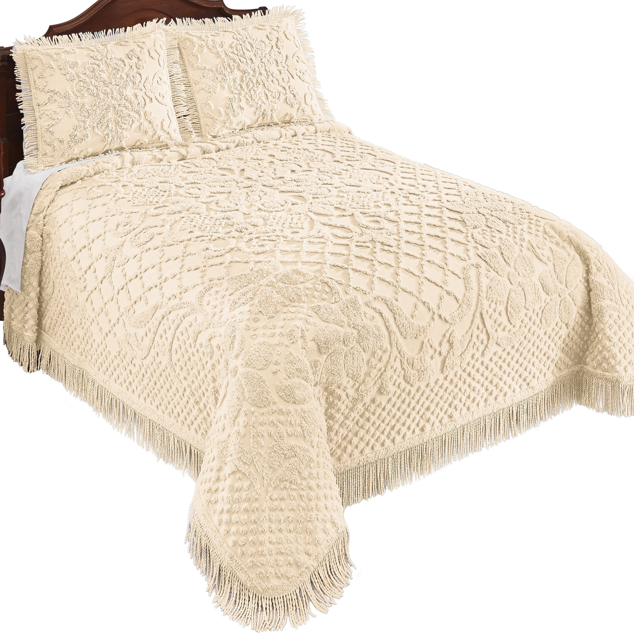 Collections Etc Soft & Luxurious Diamond Pattern Bella Chenille Bedspread - Bedroom Home Decor ...