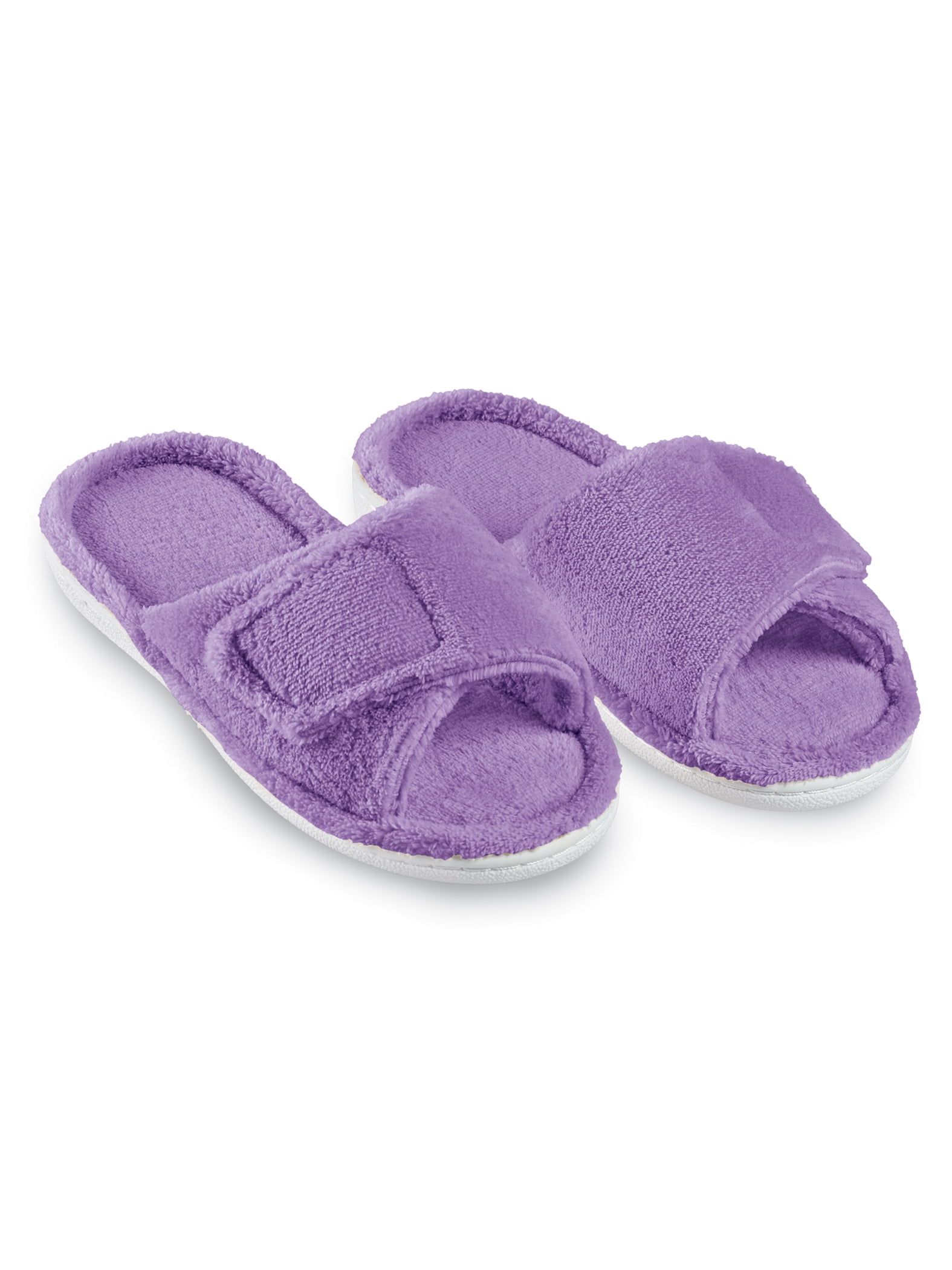 Collections Etc Soft and Cozy Adjustable Open Toe Plush Terry Skid ...