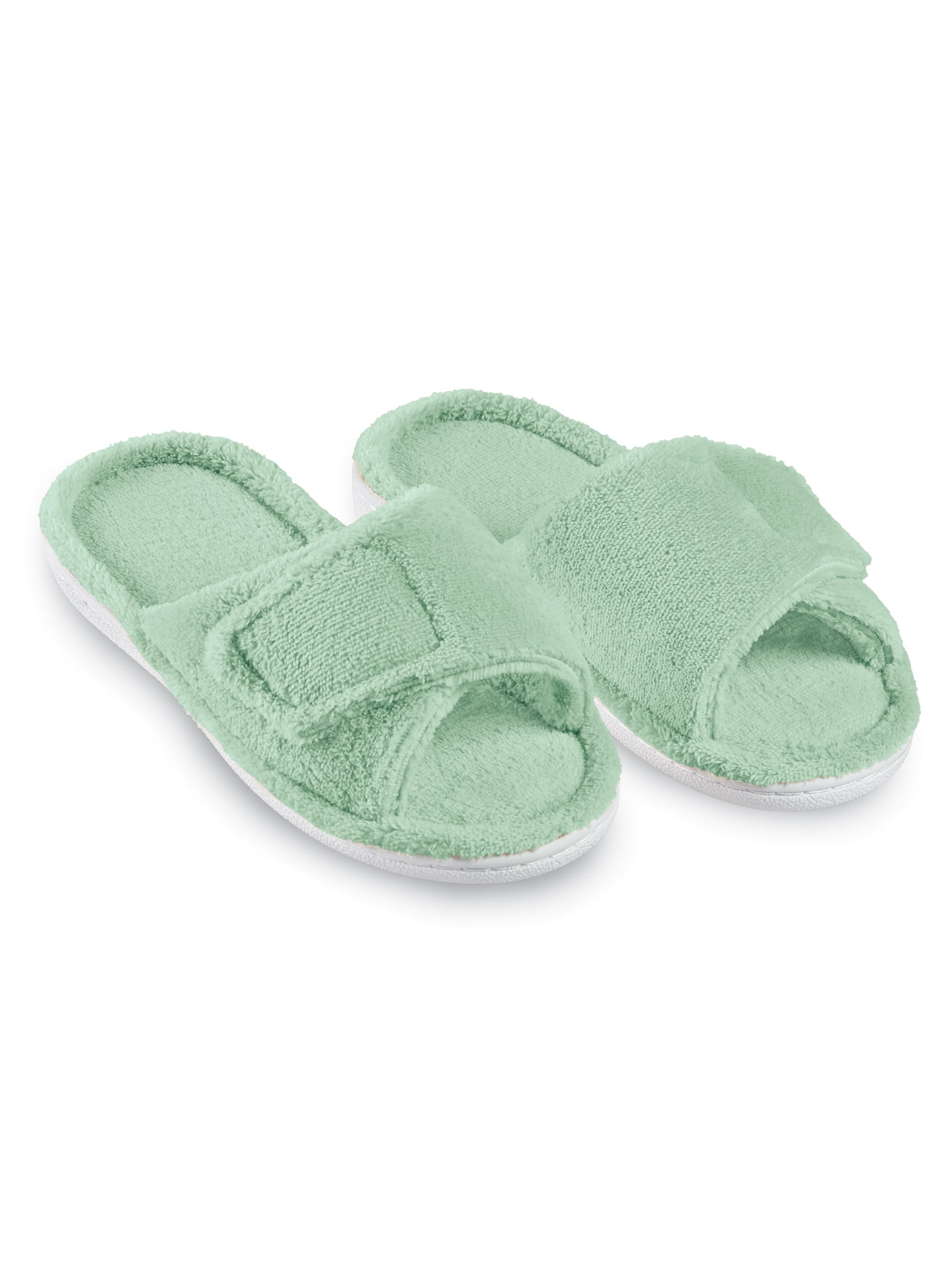 Collections Etc Soft and Cozy Adjustable Open Toe Plush Terry Skid ...