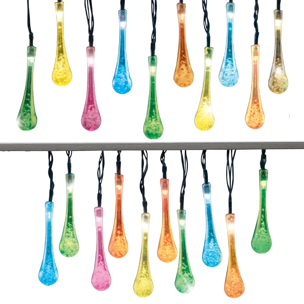 Collections Etc Solar Color Changing Raindrop-Shaped Light String ...