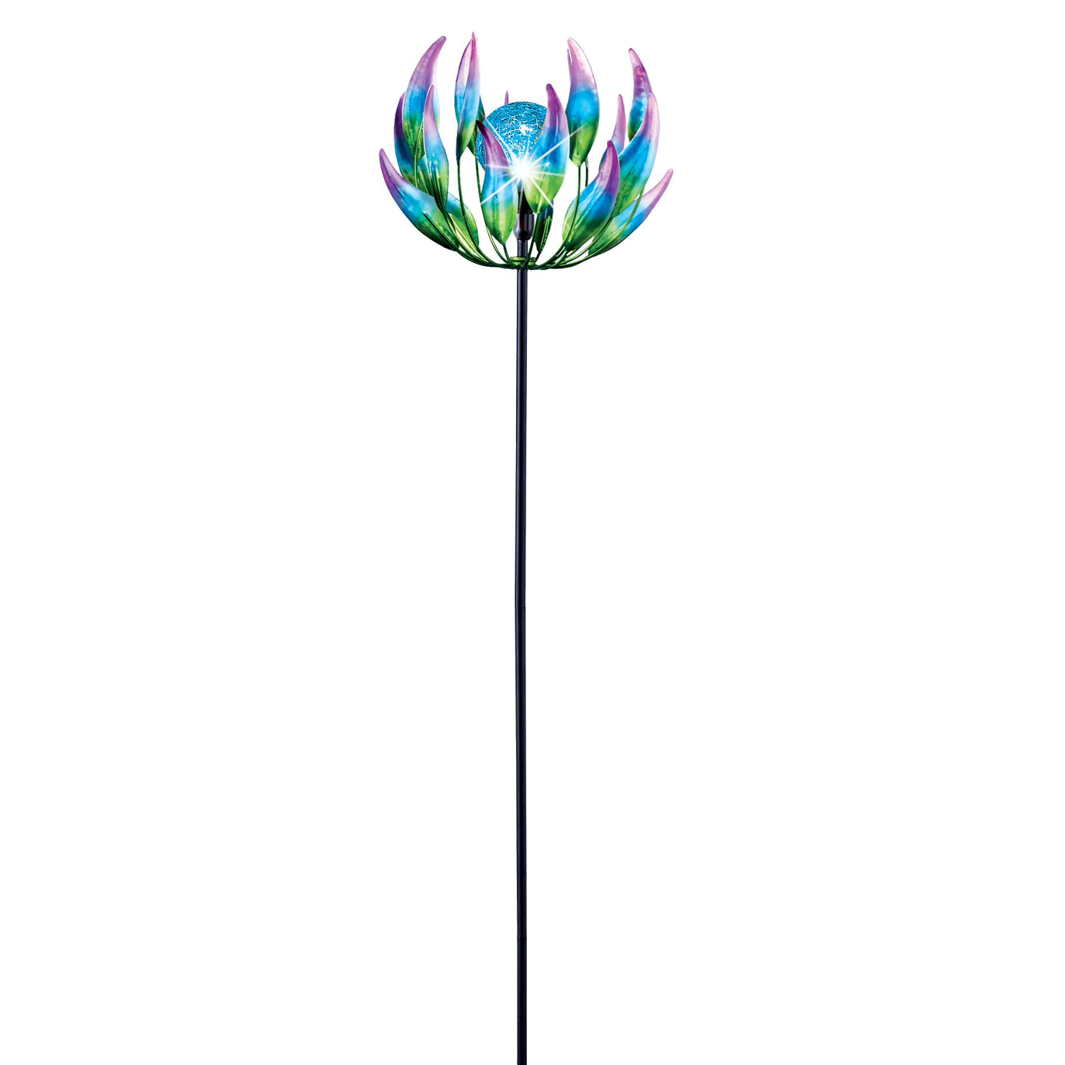 Collections Etc Solar Powered Color-Changing Spinning Flower Garden ...