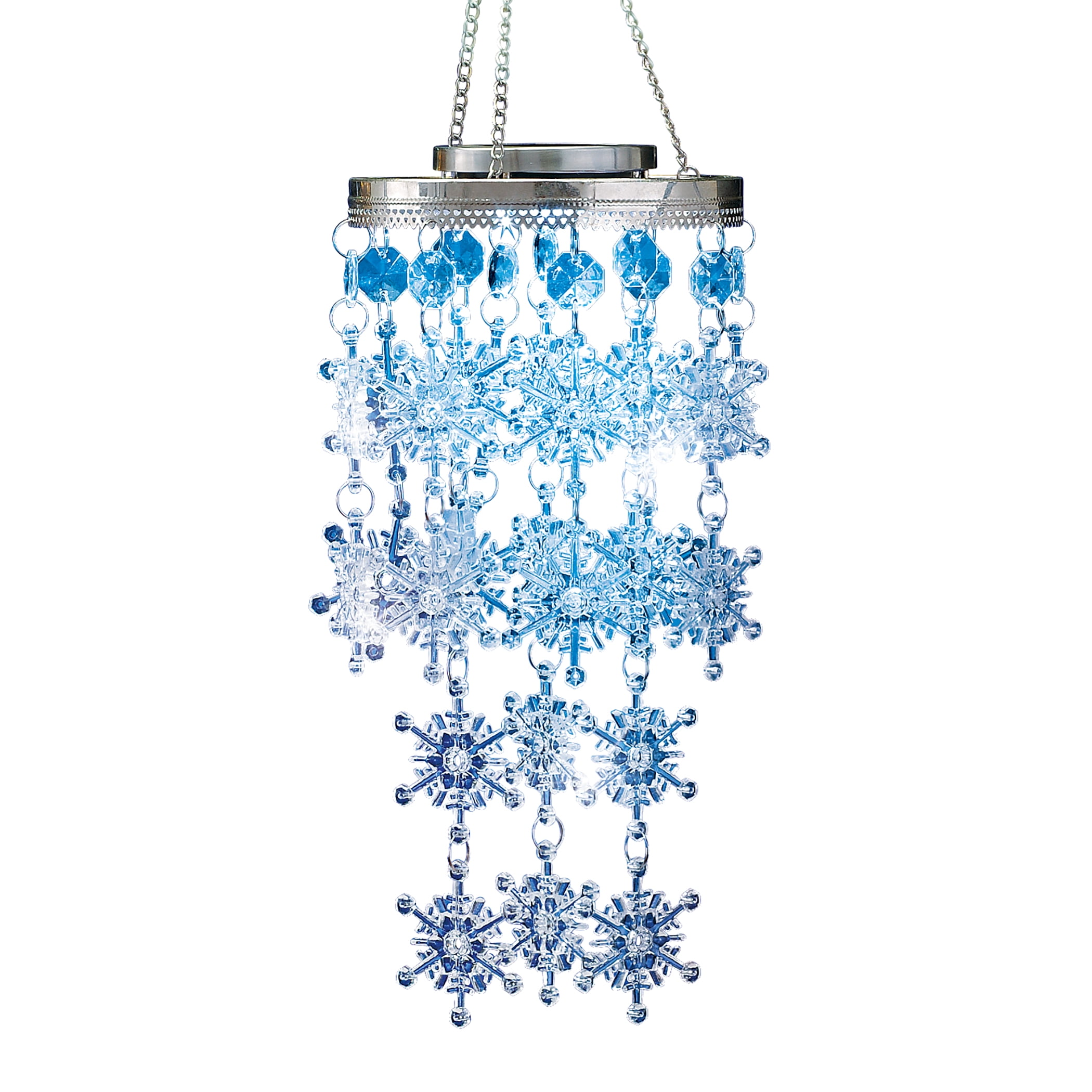 Collections Etc Solar Powered Sparkling Hanging Snowflakes Christmas ...