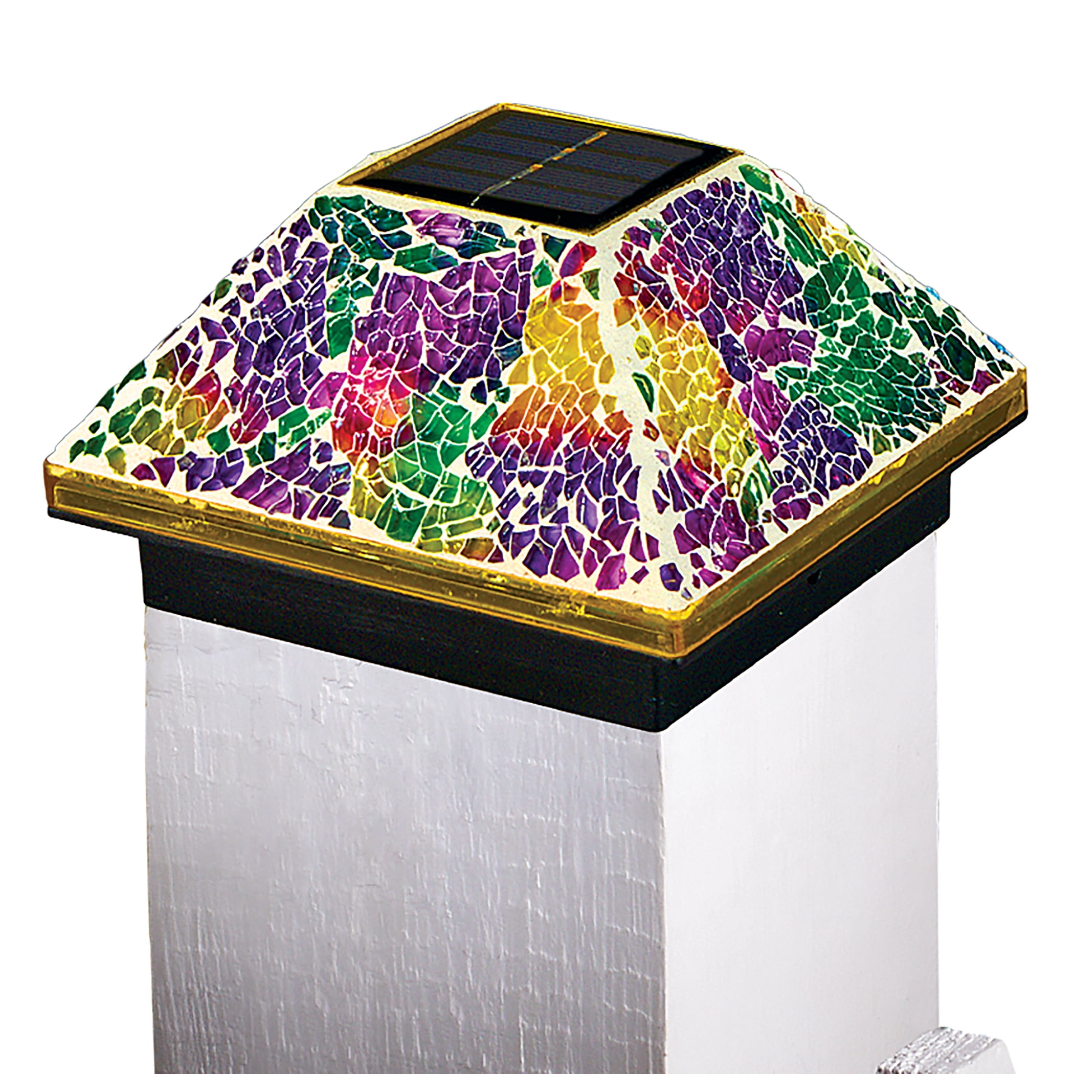 Collections Etc Solar Powered Sparkling Mosaic Fence Post Cap - Walmart.com