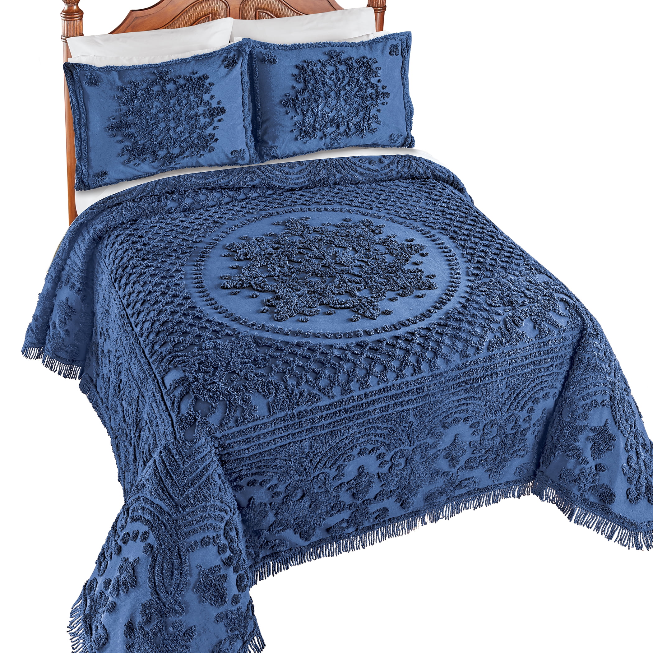 Collections Etc Sophie Textured Chenille Fringe Border Bedspread - Walmart.com
