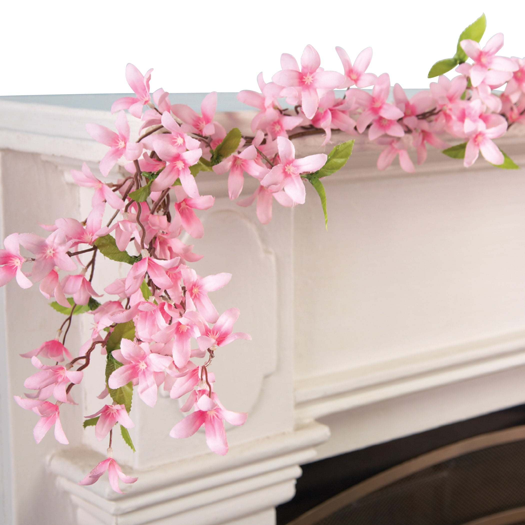 Collections Etc Spring Floral Forsythia Garland Pink 70.5" x 7" x 3.5 ...