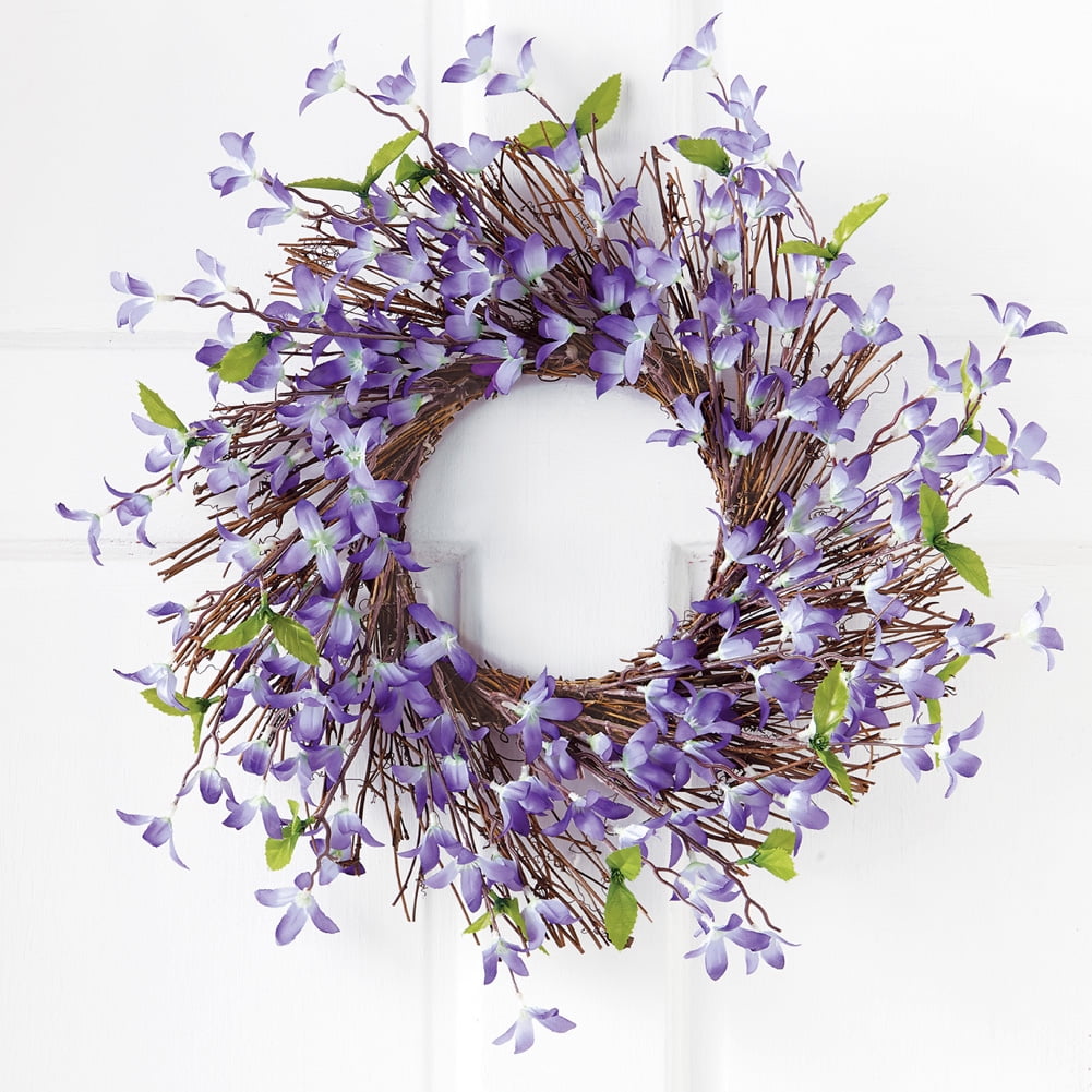 Collections Etc Spring Forsythia Artificial Flower Twig Door Wreath ...