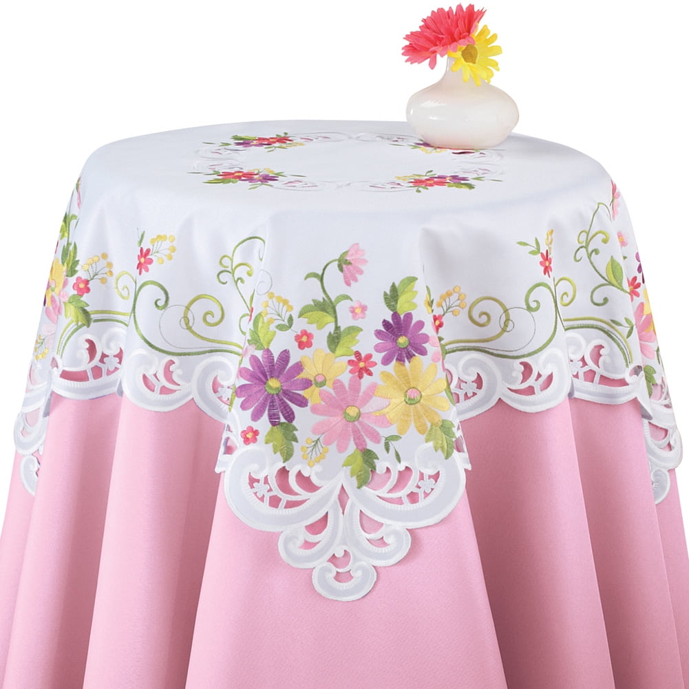 Collections Etc Spring Wildflower Daisy Table Linens Square - Walmart.com