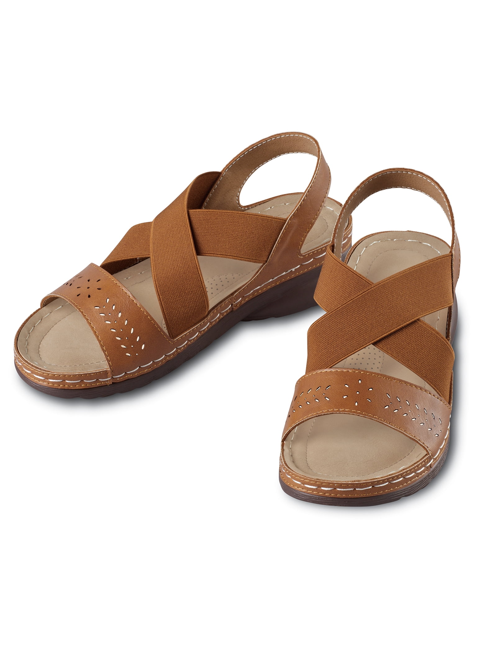 Collections Etc Stylish Faux-leather Slingback Stretch Cross-Over ...