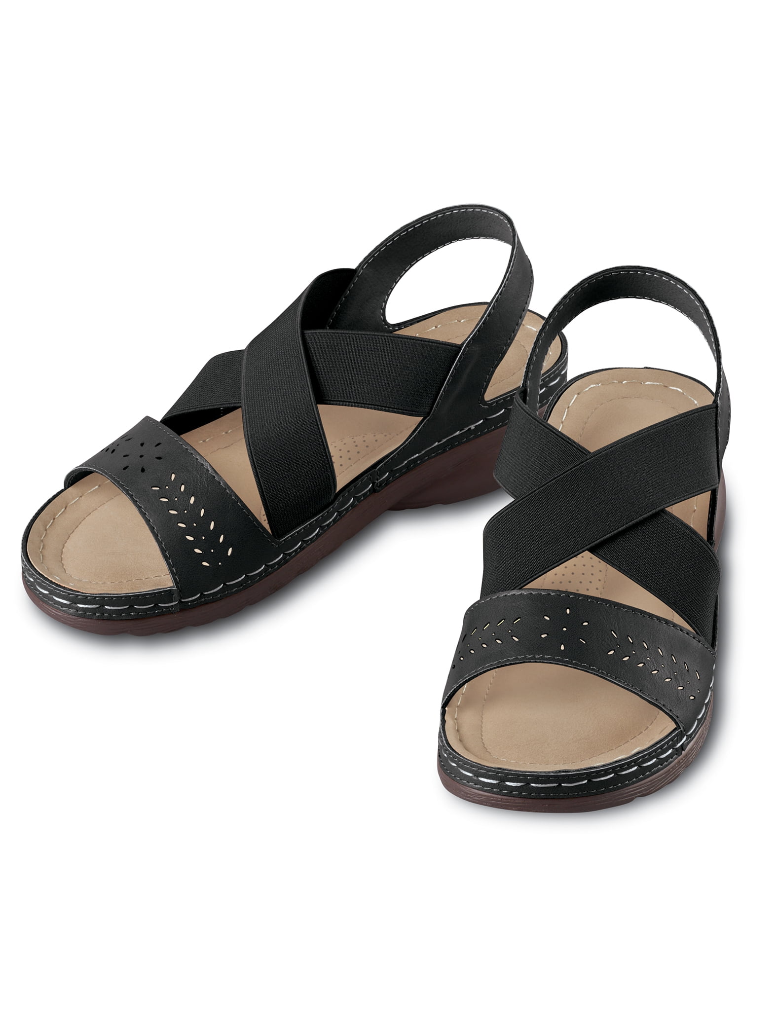 Collections Etc Stylish Faux-leather Slingback Stretch Cross-Over ...