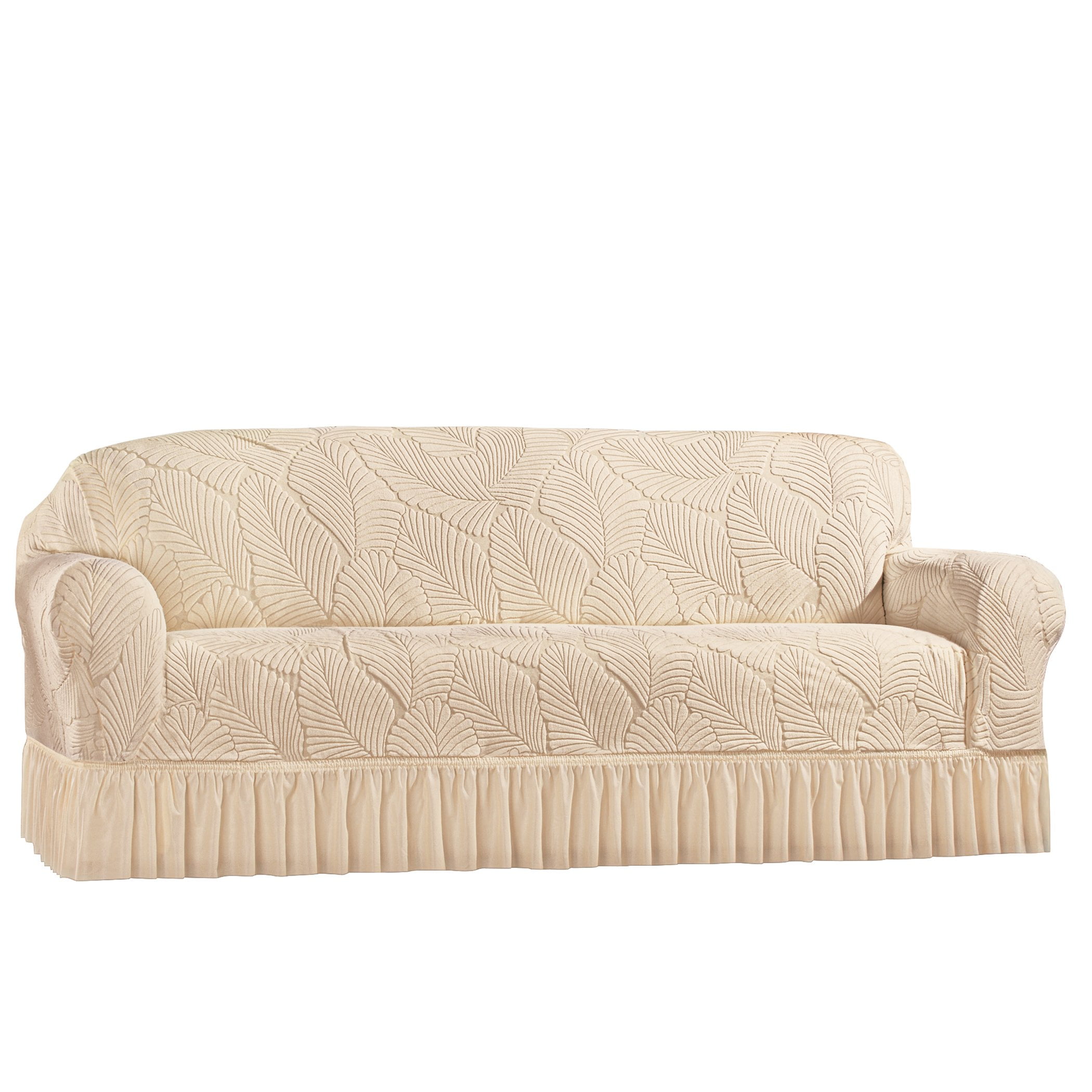 Collections Etc Textured Leaf Design Ruffled Skirt Slipcover - Walmart.com