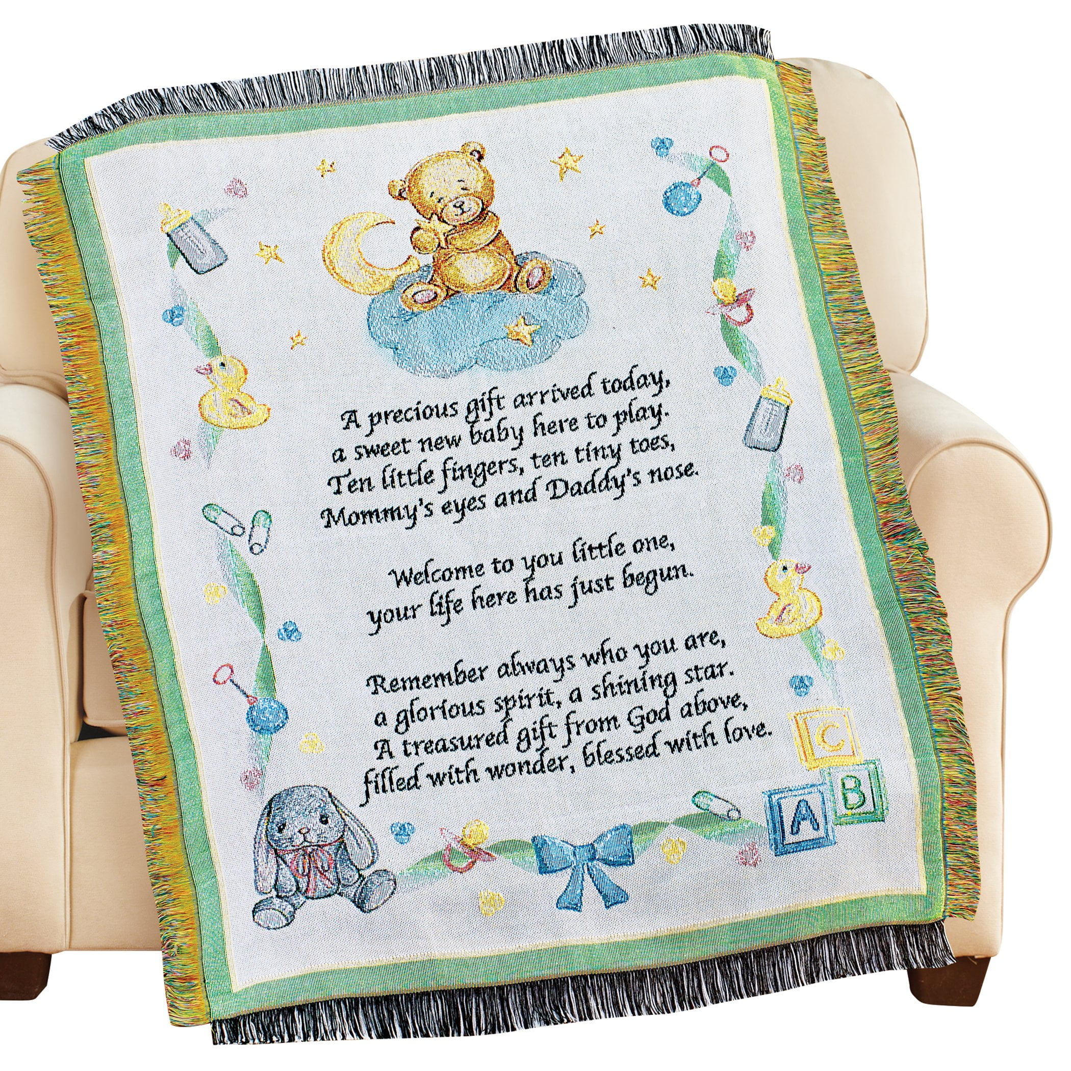 Collections Etc Toys and Teddy Bears Baby Tapestry Throw Blanket ...