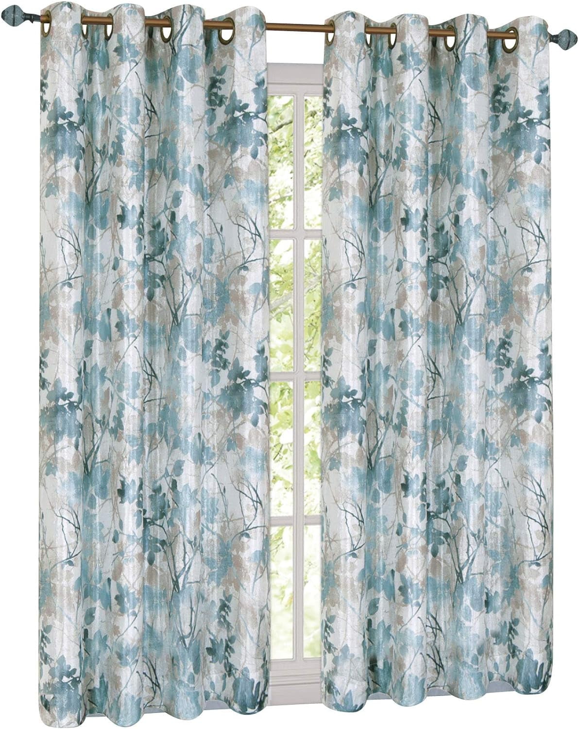 Collections Etc Tranquil Trees Grommet Top Insulated Room Darkening ...