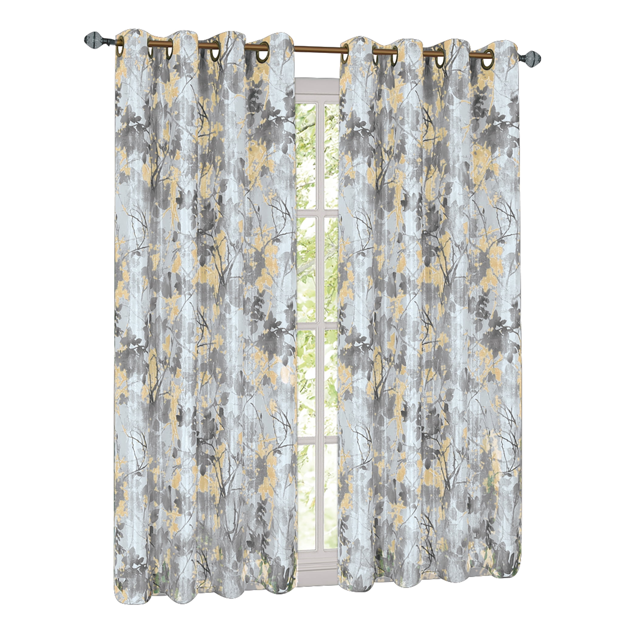 Collections Etc Tranquil Trees Insulated Curtain Panel Silver 50" x 63 ...