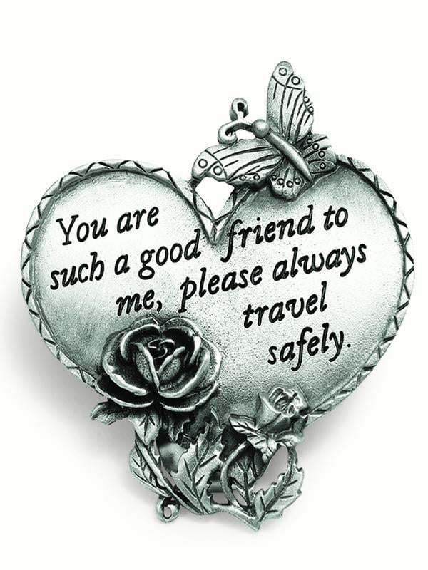 Collections Etc Travel Safely Pewter Heart Visor Clip in Multiple ...