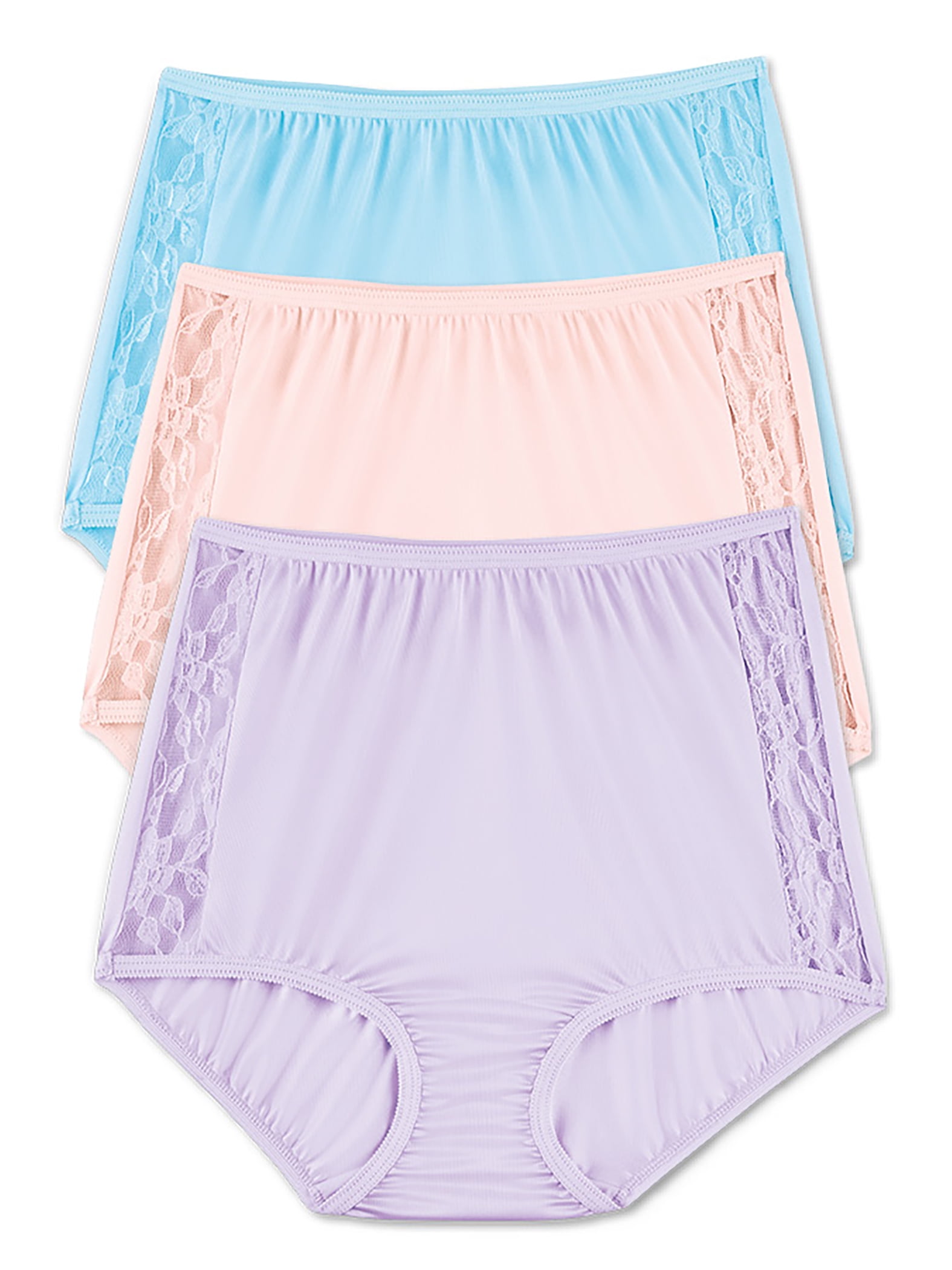 Collections Etc Tricot & Lace Breathable Briefs - Set of 3 - Walmart.com