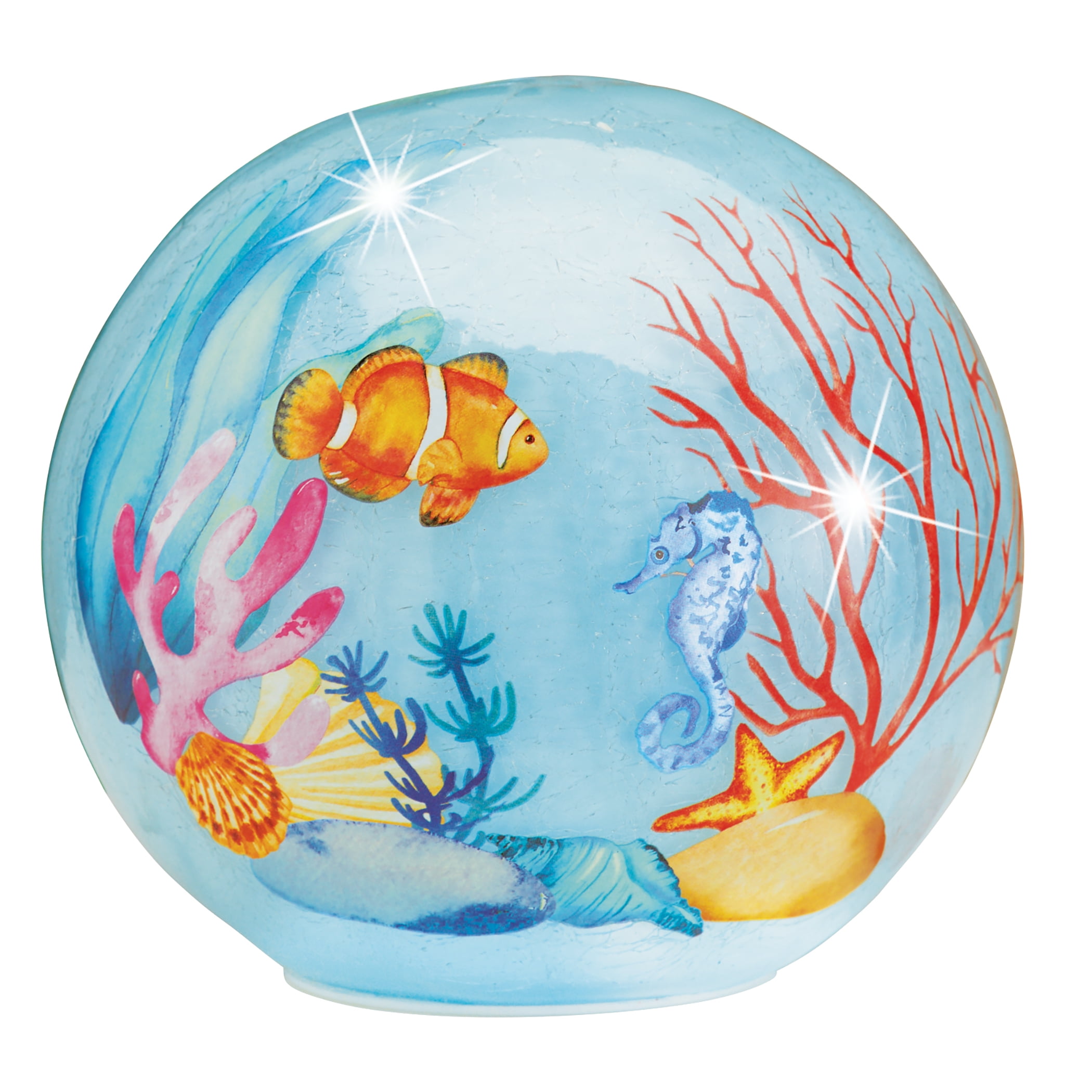 Collections Etc Unique Aquatic Lighted Glass Ball Decoration Blue ...