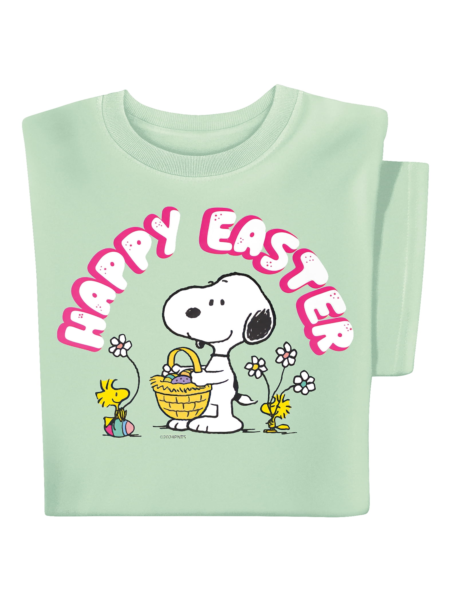 Collections Etc Unisex Peanuts Happy Easter Snoopy Short Sleeve Graphic T-Shirt Mint Medium ...