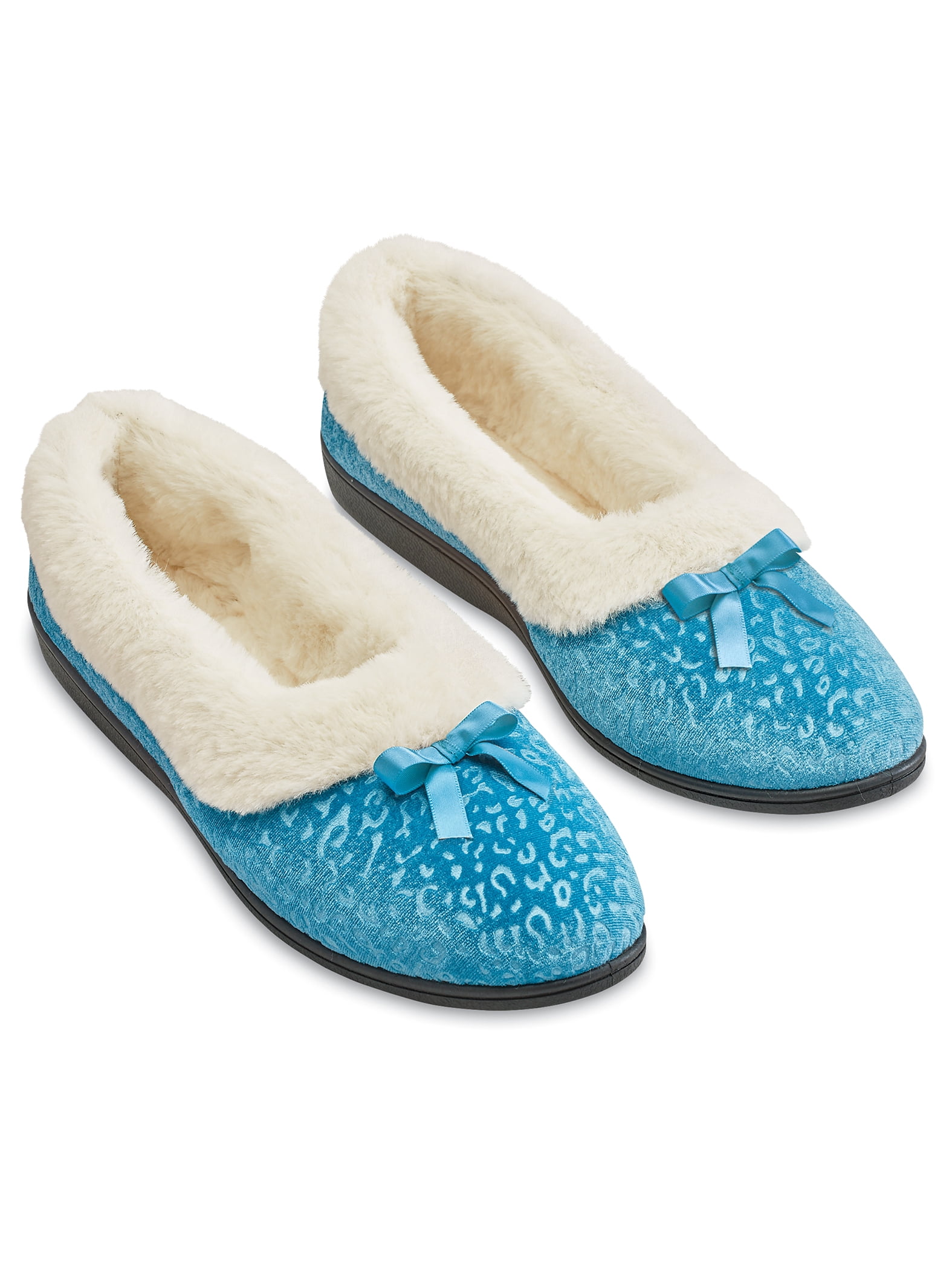 Collections Etc Velour and Plush Lining Finish Velvet House Slippers ...