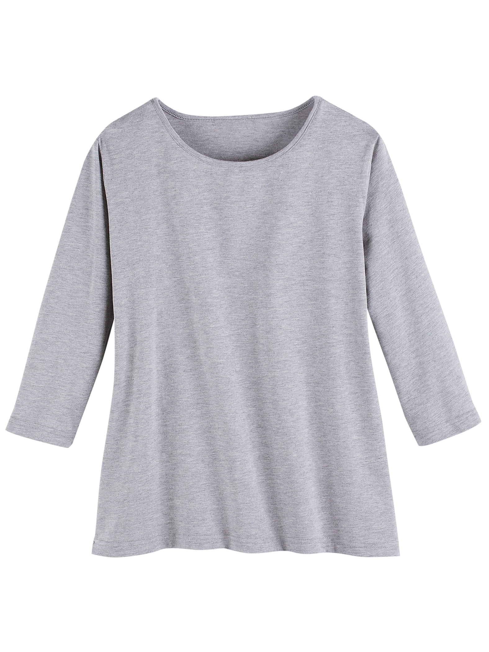 Collections Etc Versatile 3/4 Sleeve & Scooped Neckline Cotton Knit Top ...