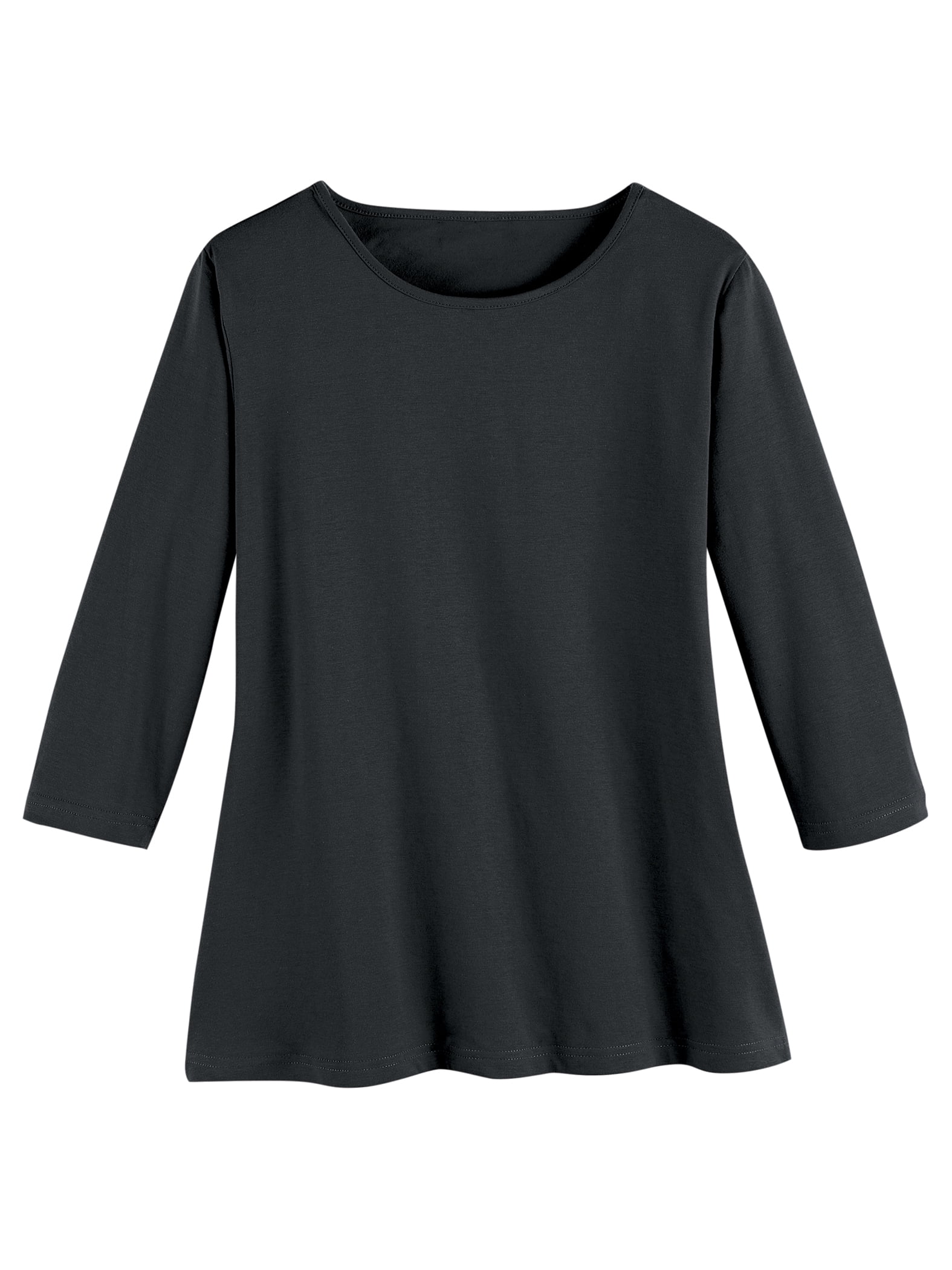 Collections Etc Versatile Cotton Knit Top, 3/4 Sleeves, Scooped ...